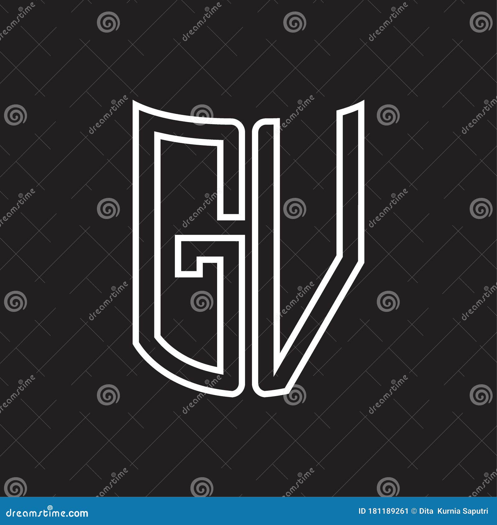 GV Logo Monogram with Ribbon Style Outline Design Template Stock Vector ...