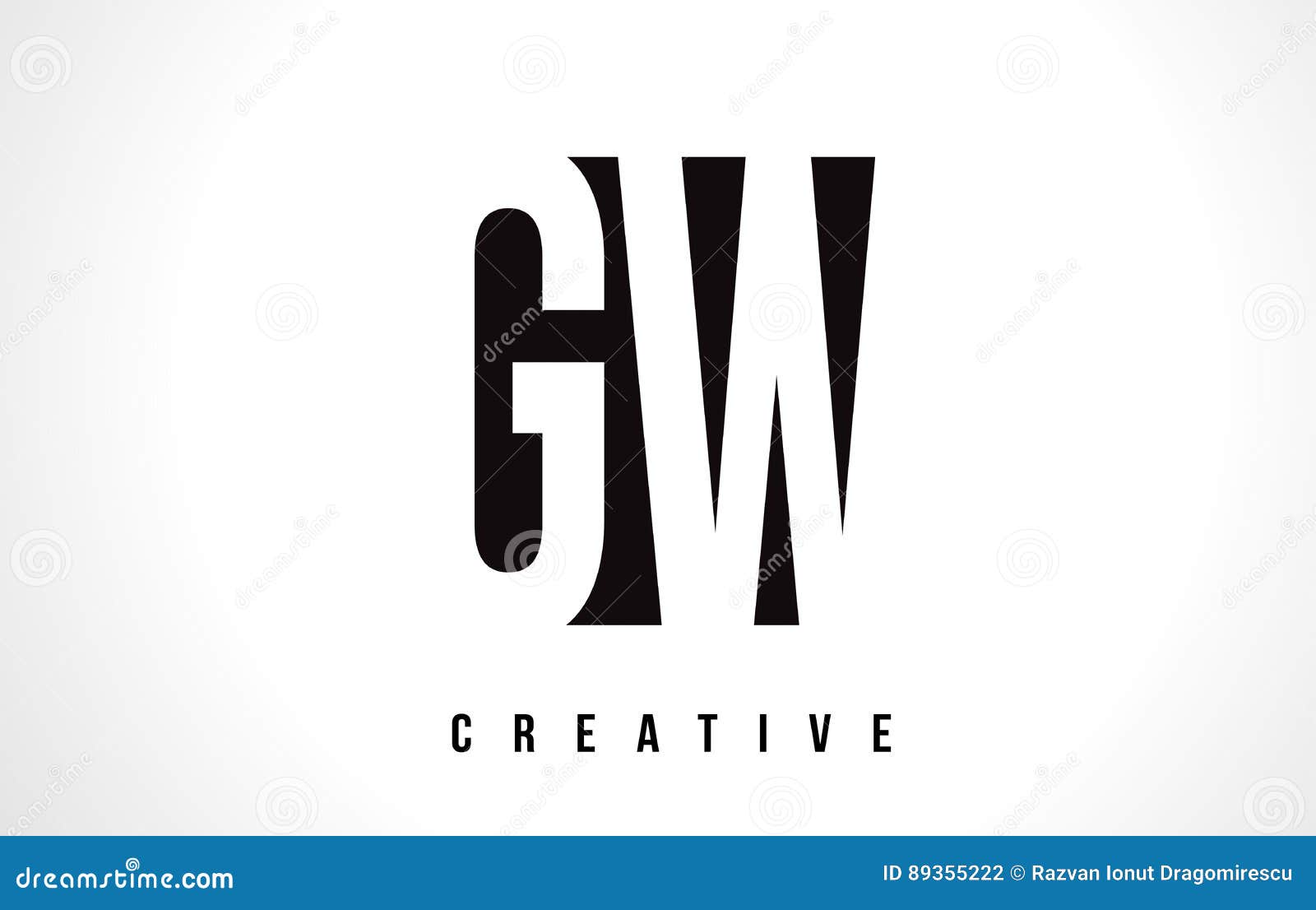 GW G W White Letter Logo Design with Black Square. Stock Vector ...