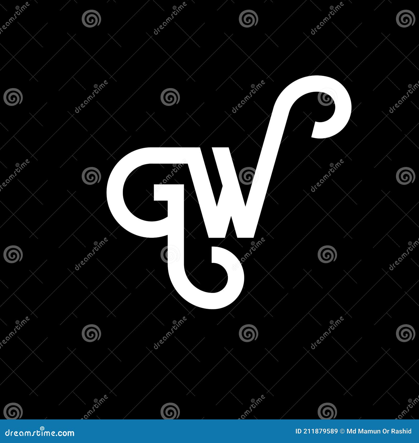 GW Letter Logo Design on Black Background. GW Creative Initials Letter ...