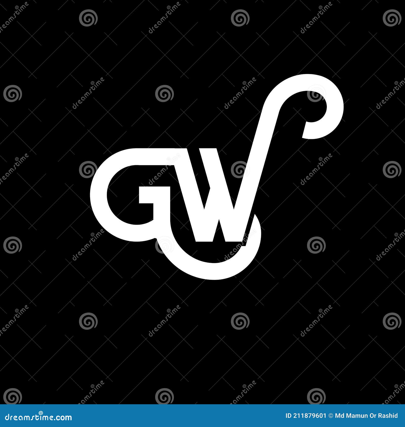 GW Letter Logo Design on Black Background. GW Creative Initials Letter ...