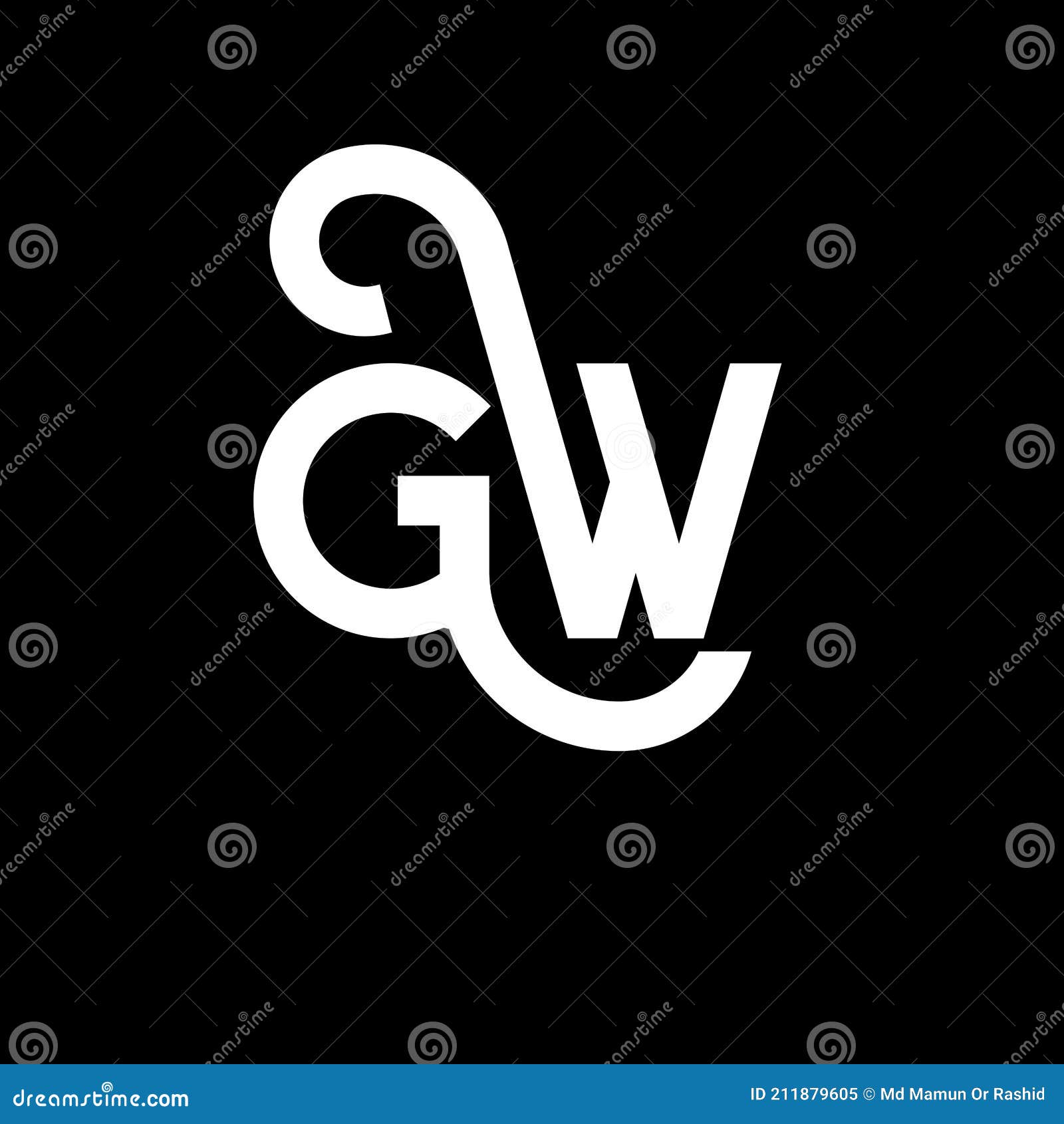 GW Letter Logo Design on Black Background. GW Creative Initials Letter ...