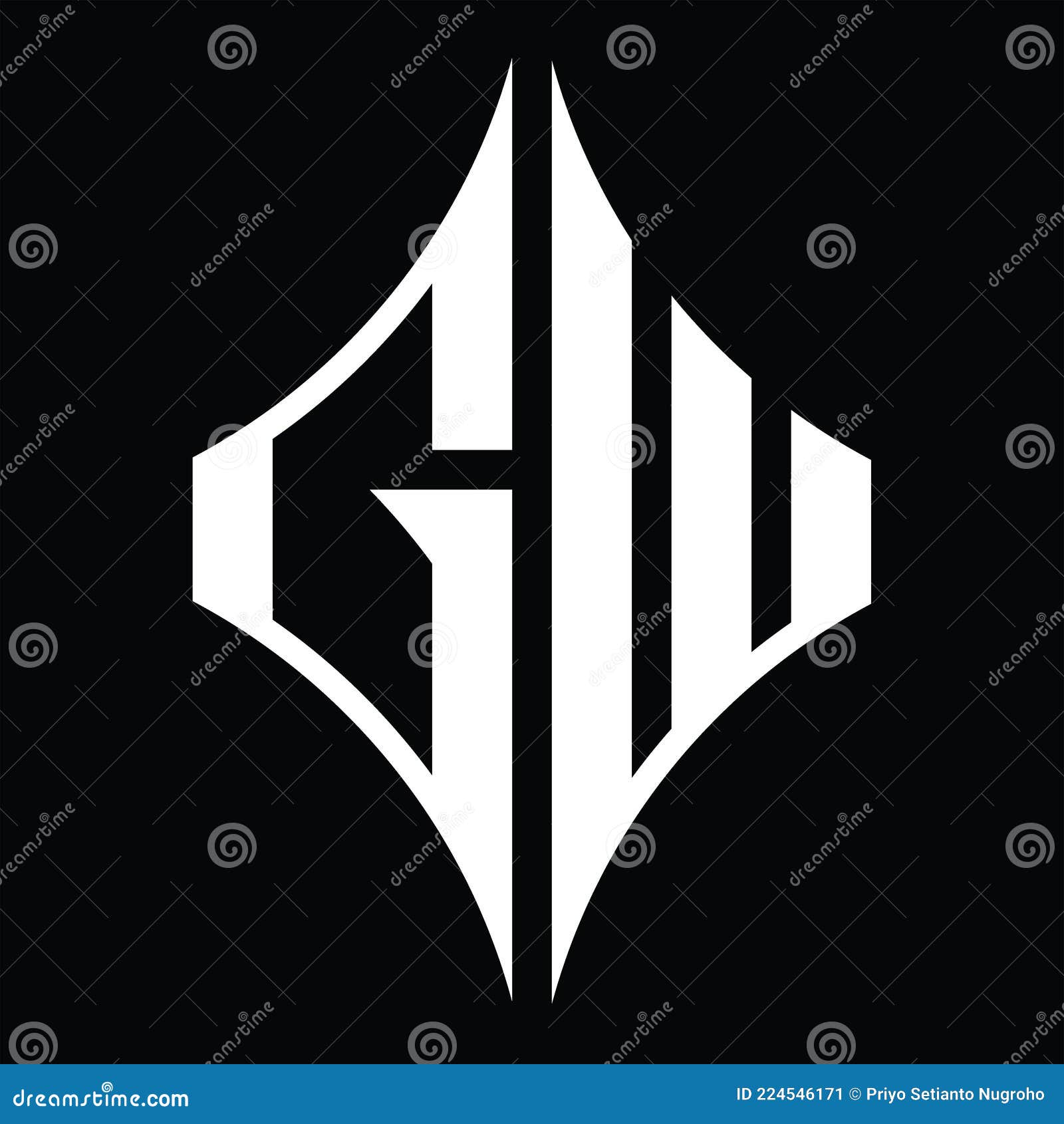 GW Logo Monogram with Diamond Shape Design Template Stock Vector ...