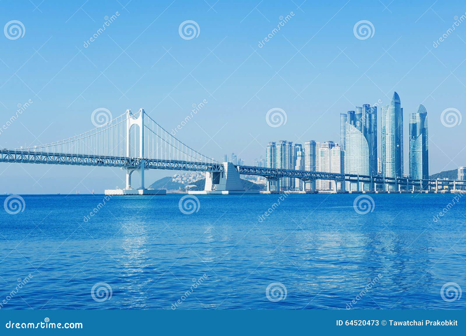 Gwangan Bridge and Haeundae in Busan. Stock Image - Image of tetrapod ...