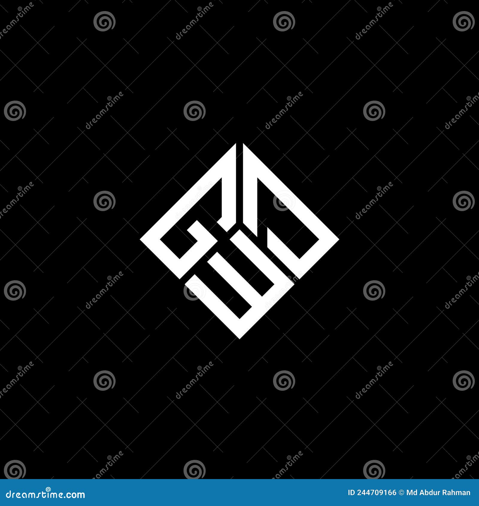 GWD Letter Logo Design on Black Background. GWD Creative Initials ...