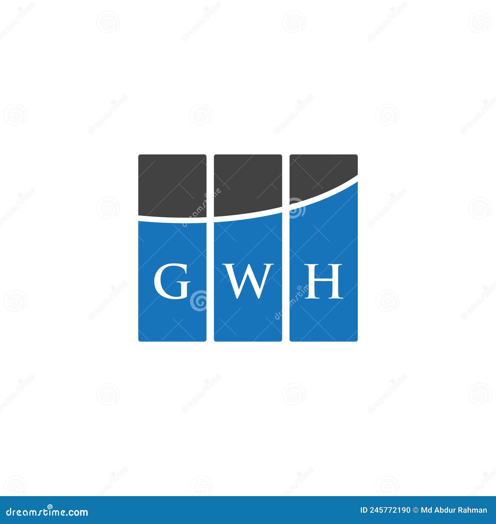 GWH Letter Logo Design on WHITE Background. GWH Creative Initials ...