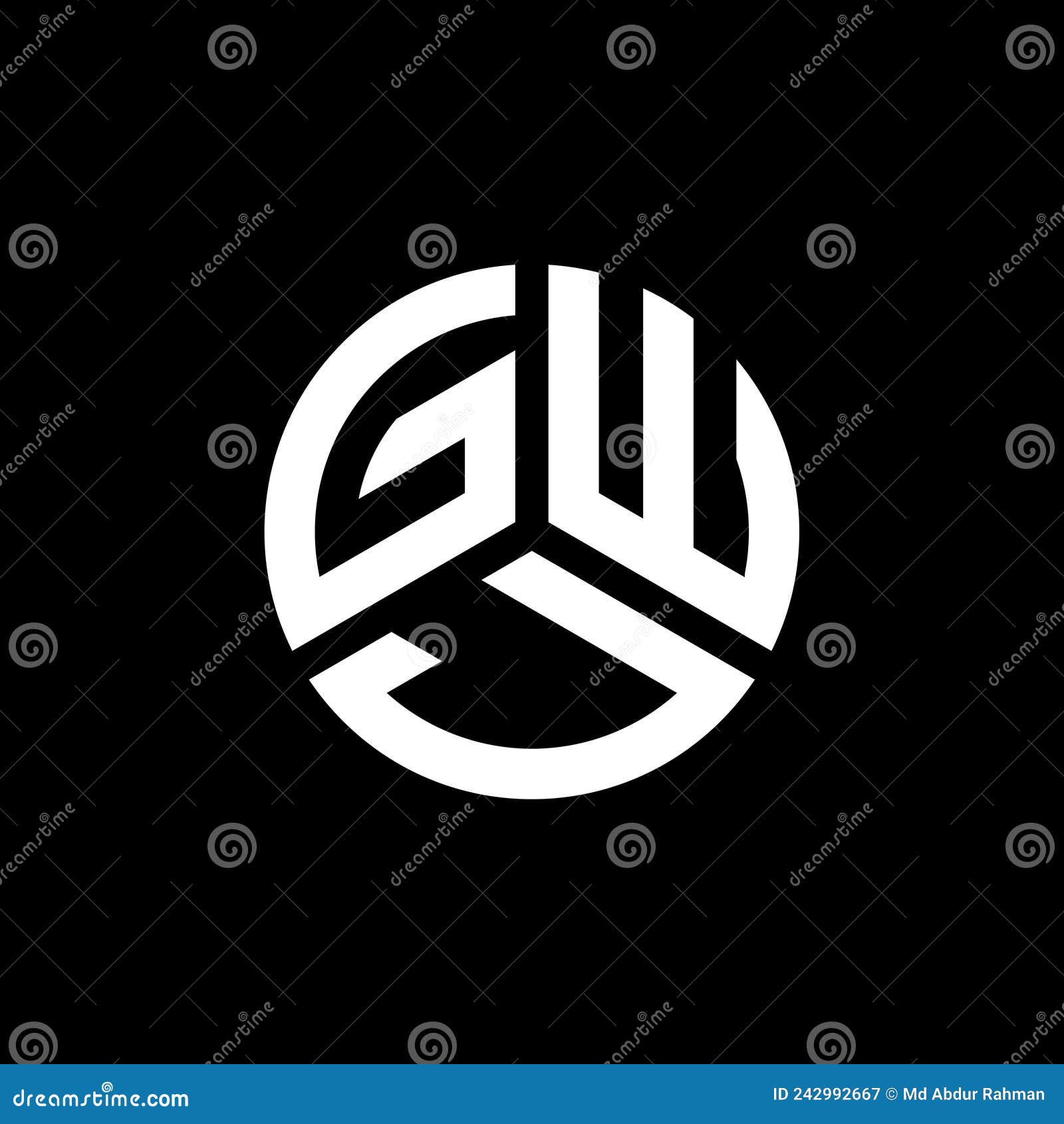 GWJ Letter Logo Design on White Background. GWJ Creative Initials ...