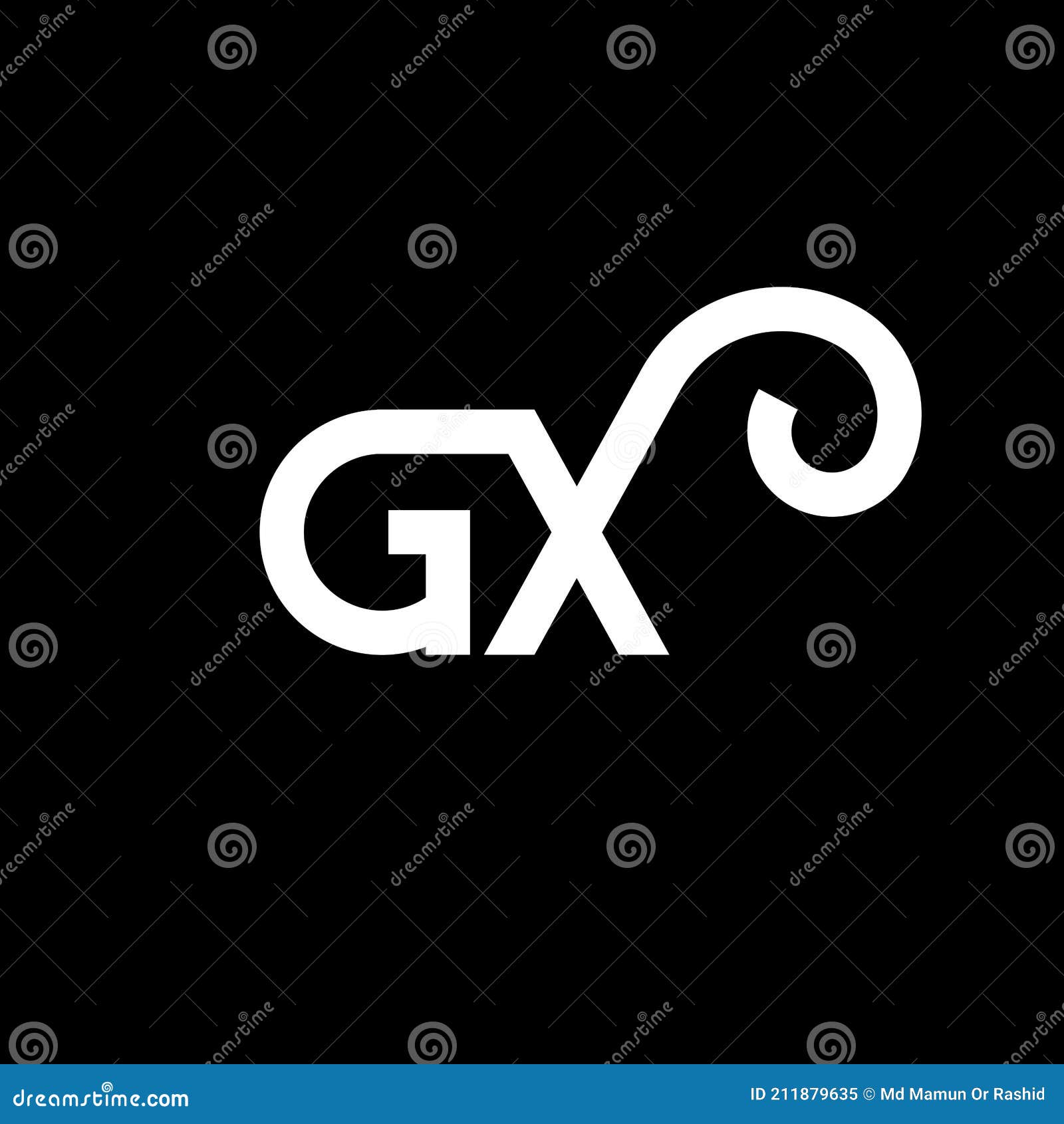 GX Letter Logo Design on Black Background. GX Creative Initials Letter ...