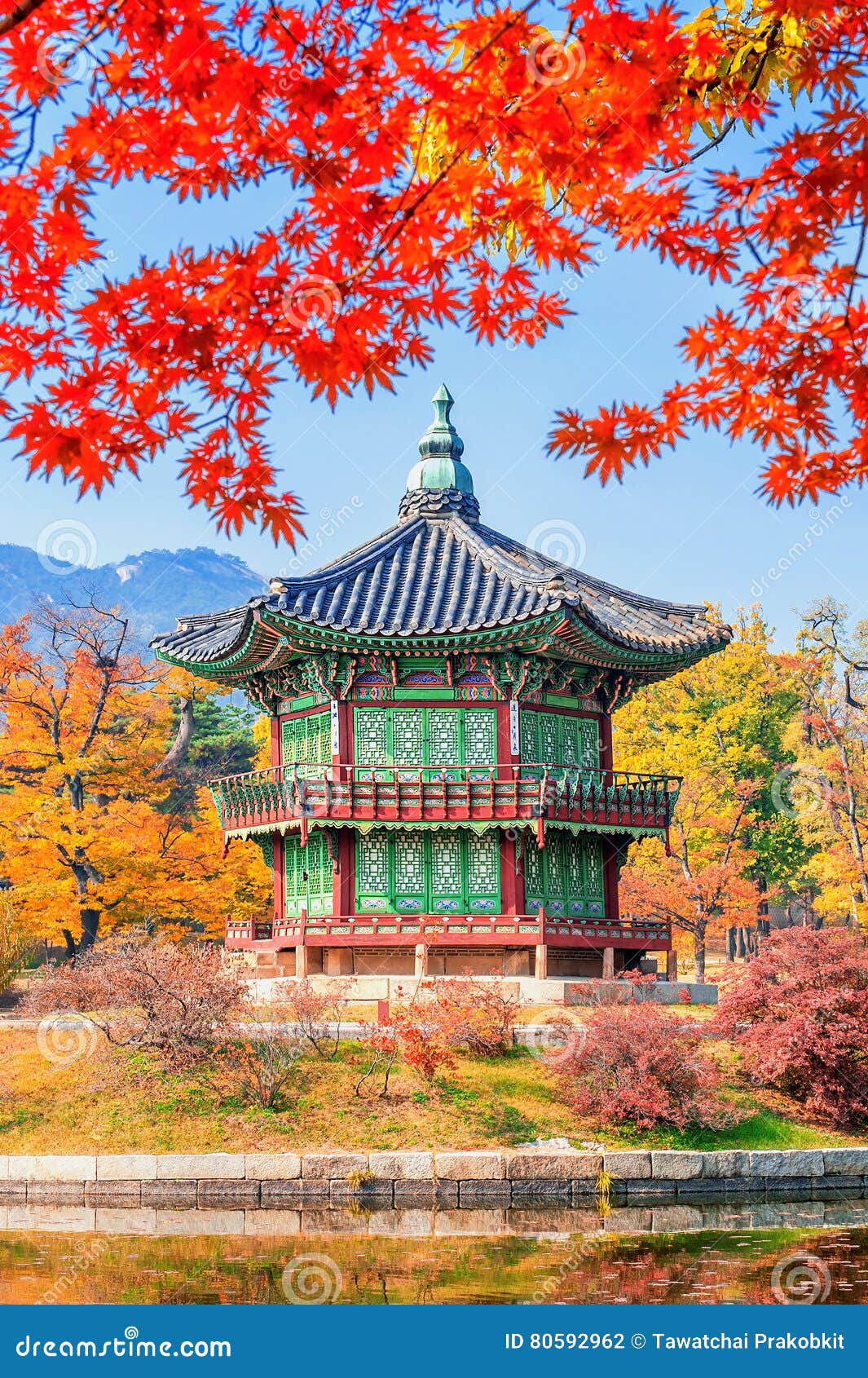 Gyeongbukgung and Maple Tree in Autumn in Korea Stock Photo - Image of ...
