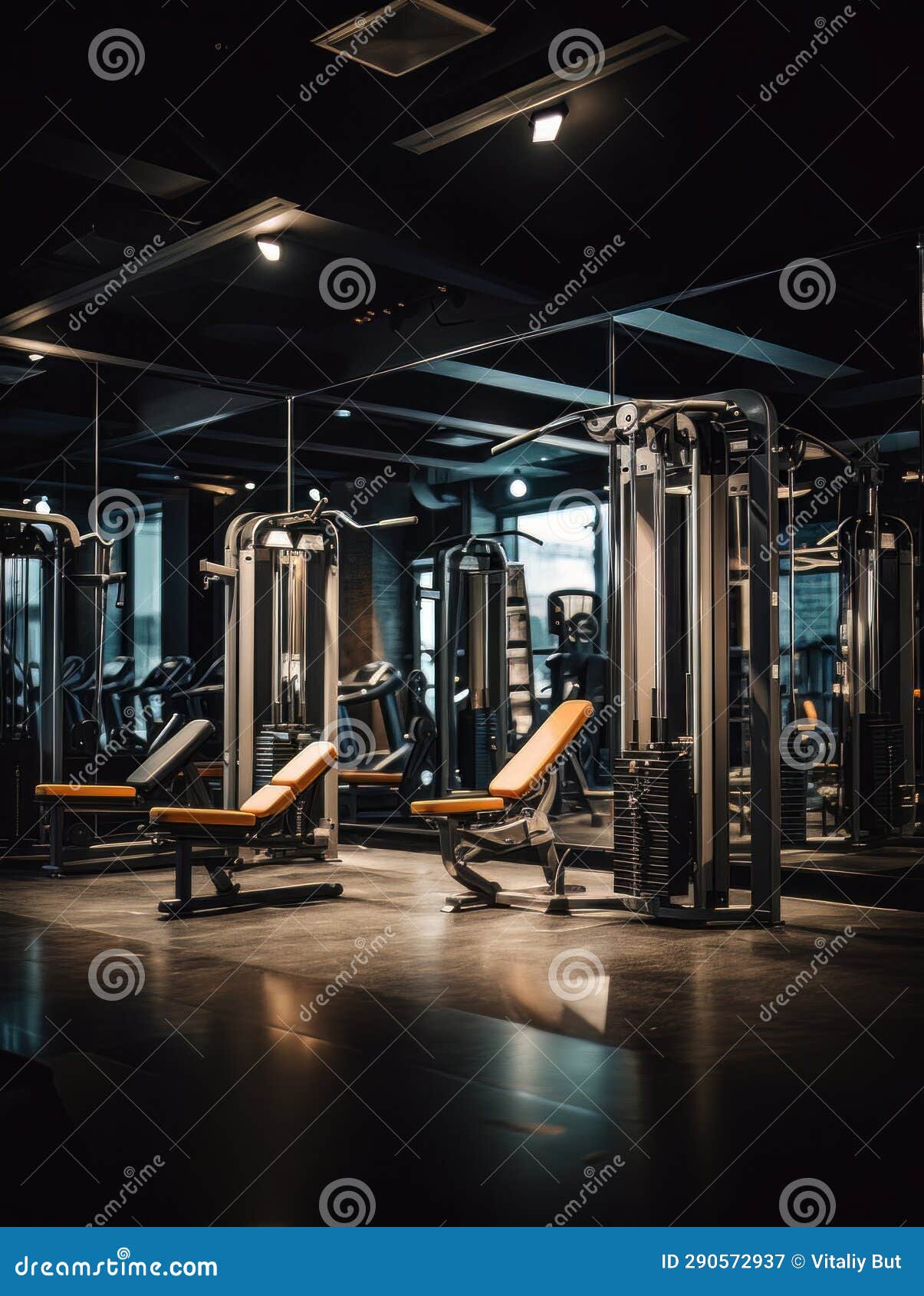 Gym Background in Low Key AI Stock Illustration - Illustration of ...