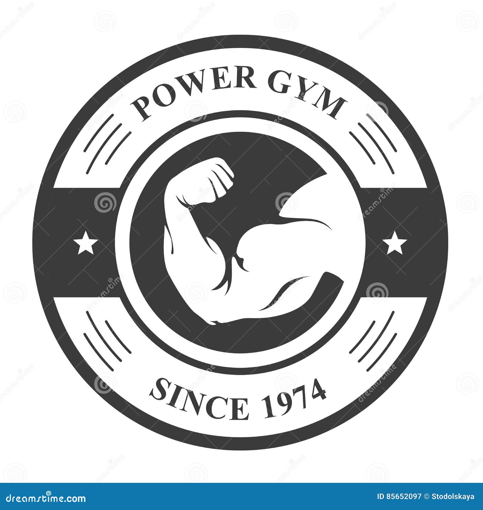 Bodybuilder Hand Holding Barbell Fitness Gym Logo Modern Sport Center ...