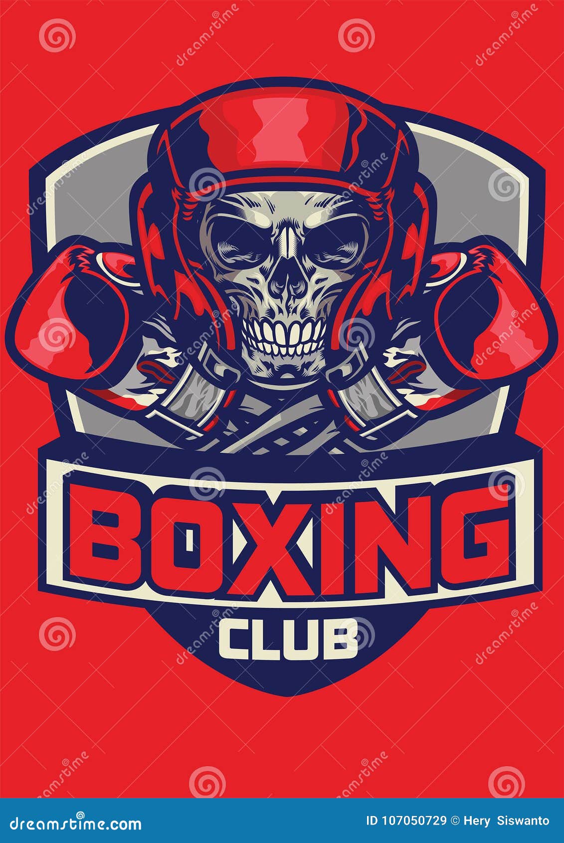 Gym badge of boxing skull stock vector. Illustration of club - 107050729
