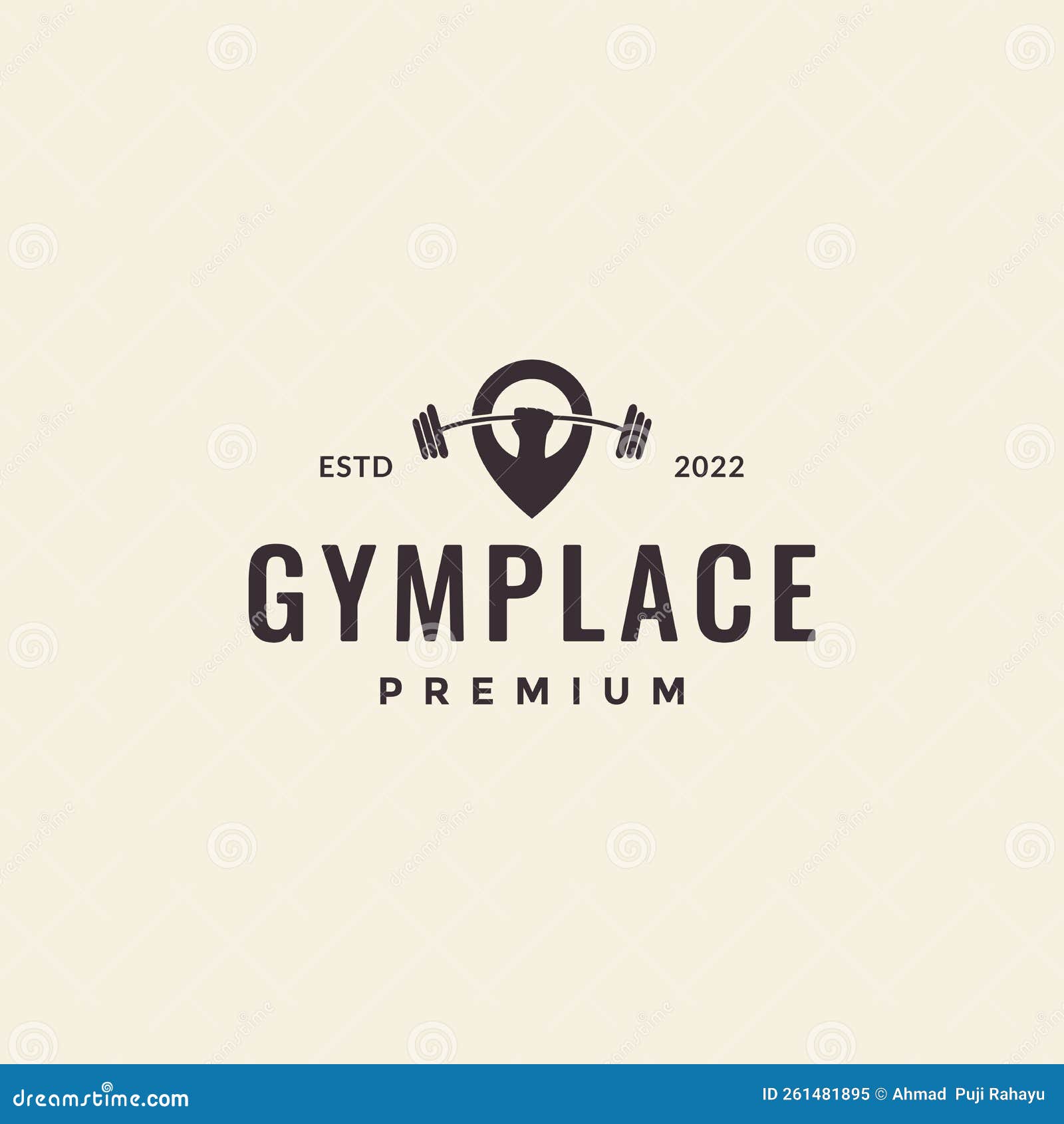 Gym Barbell with Pin Map Location Logo Design Vector Stock Vector ...