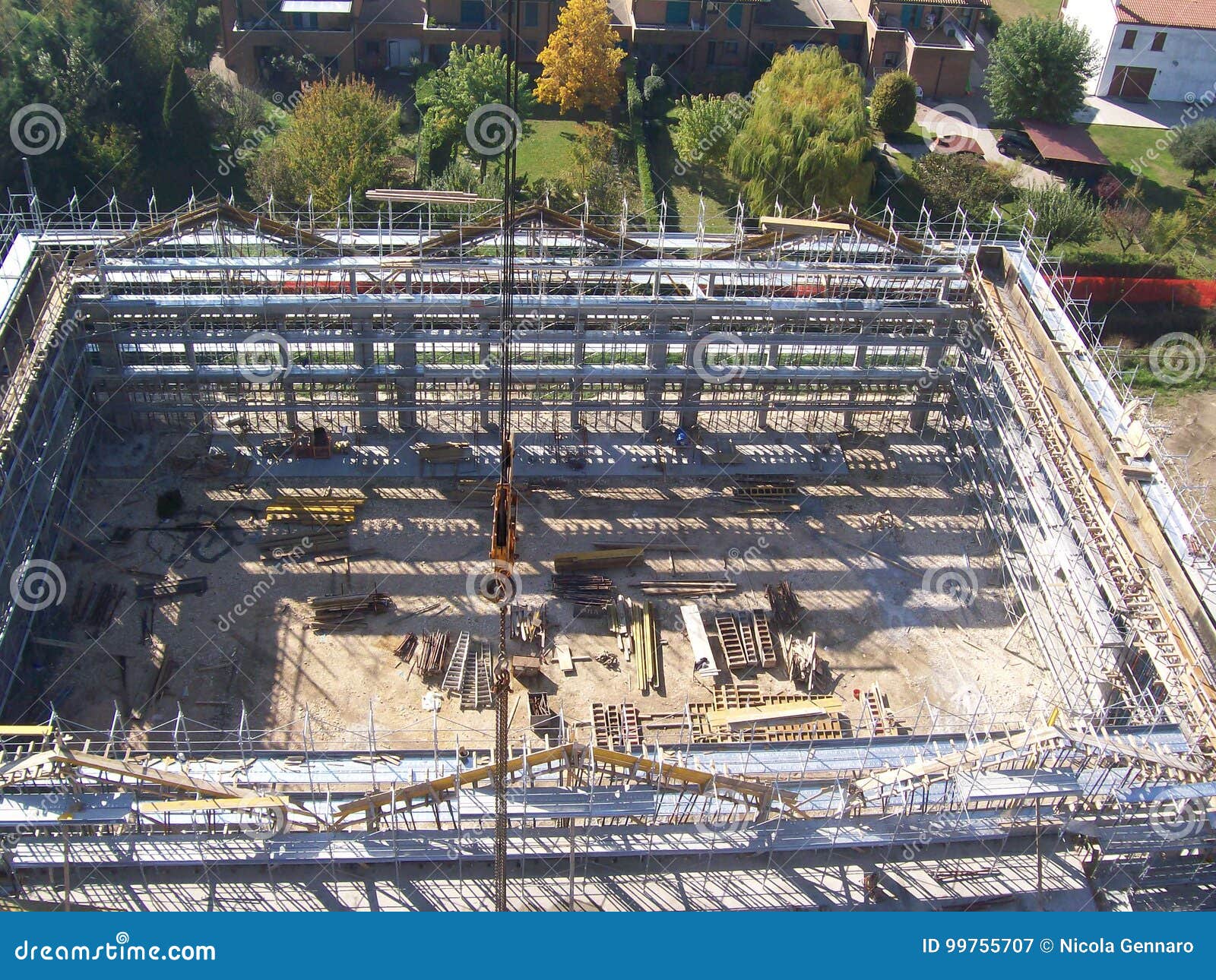 Gym building construction stock image. Image of beam - 99755707