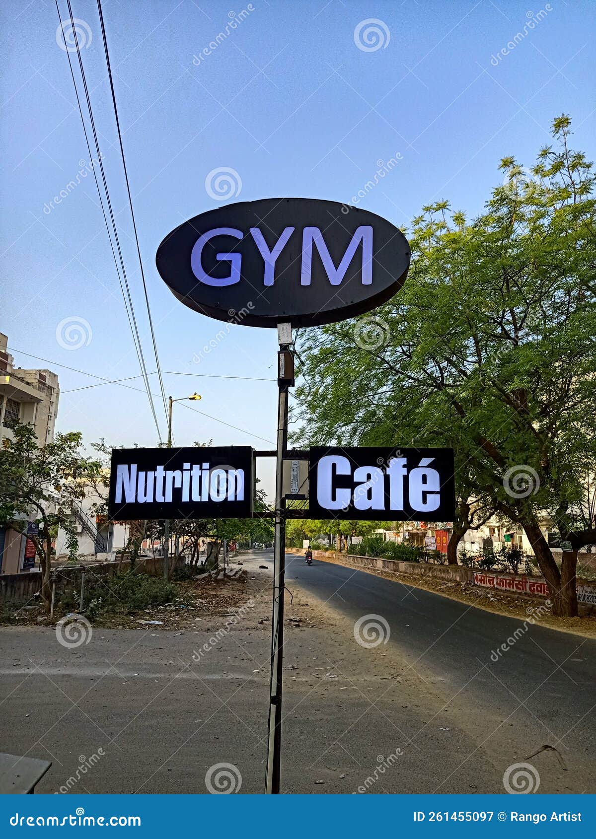 Gym and Cafe Sign Board Indication Direction Board Stock Image - Image ...