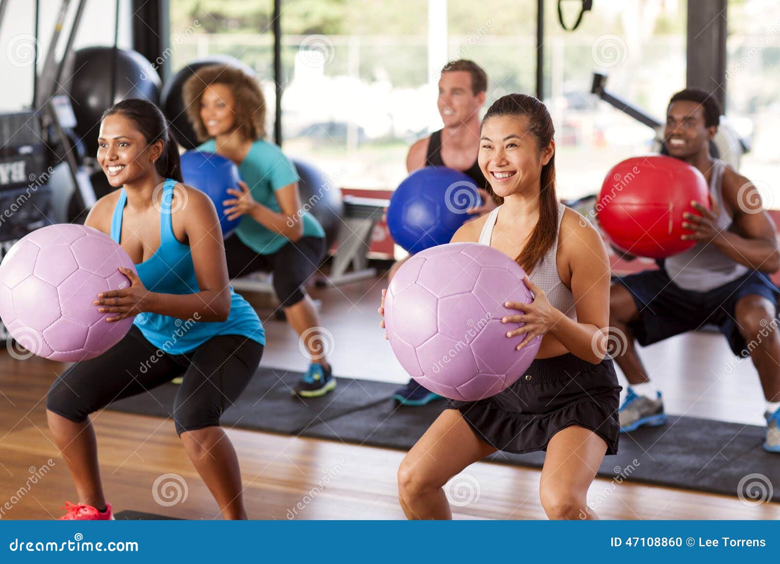 Gym class doing squats stock photo. Image of fitness - 47108860