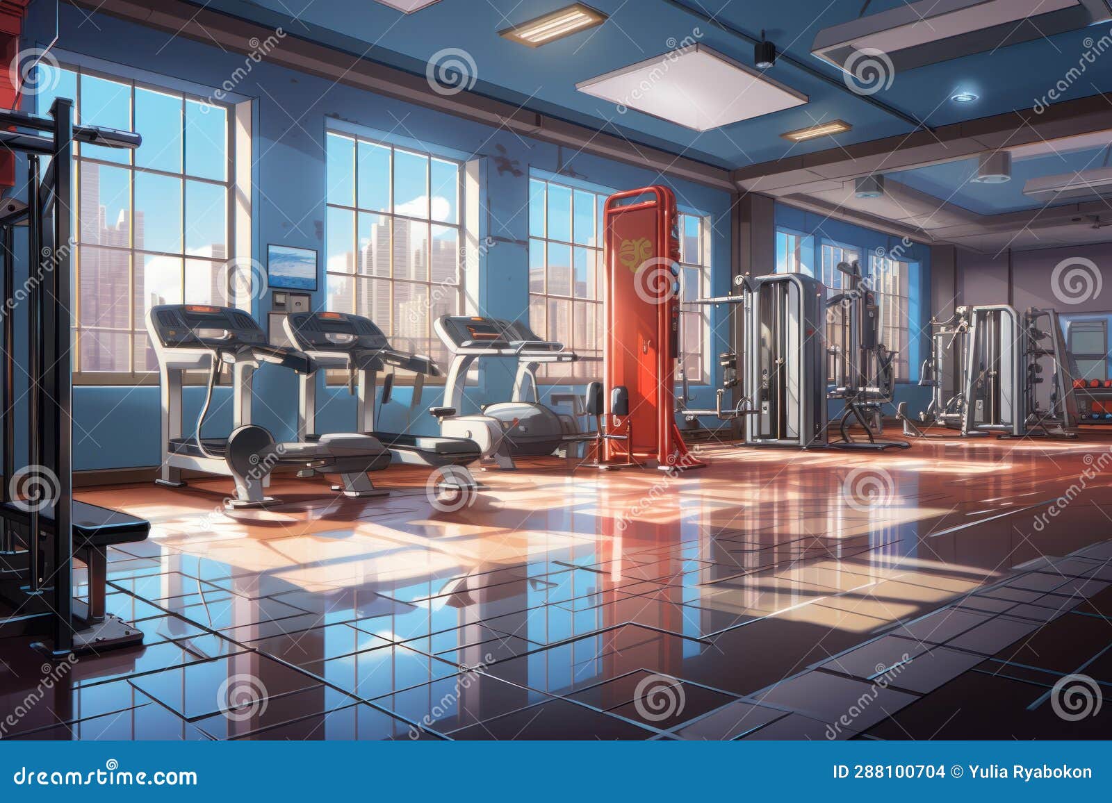 Gym Clean Floor Anime Visual Novel Game. Generate Ai Stock Illustration ...