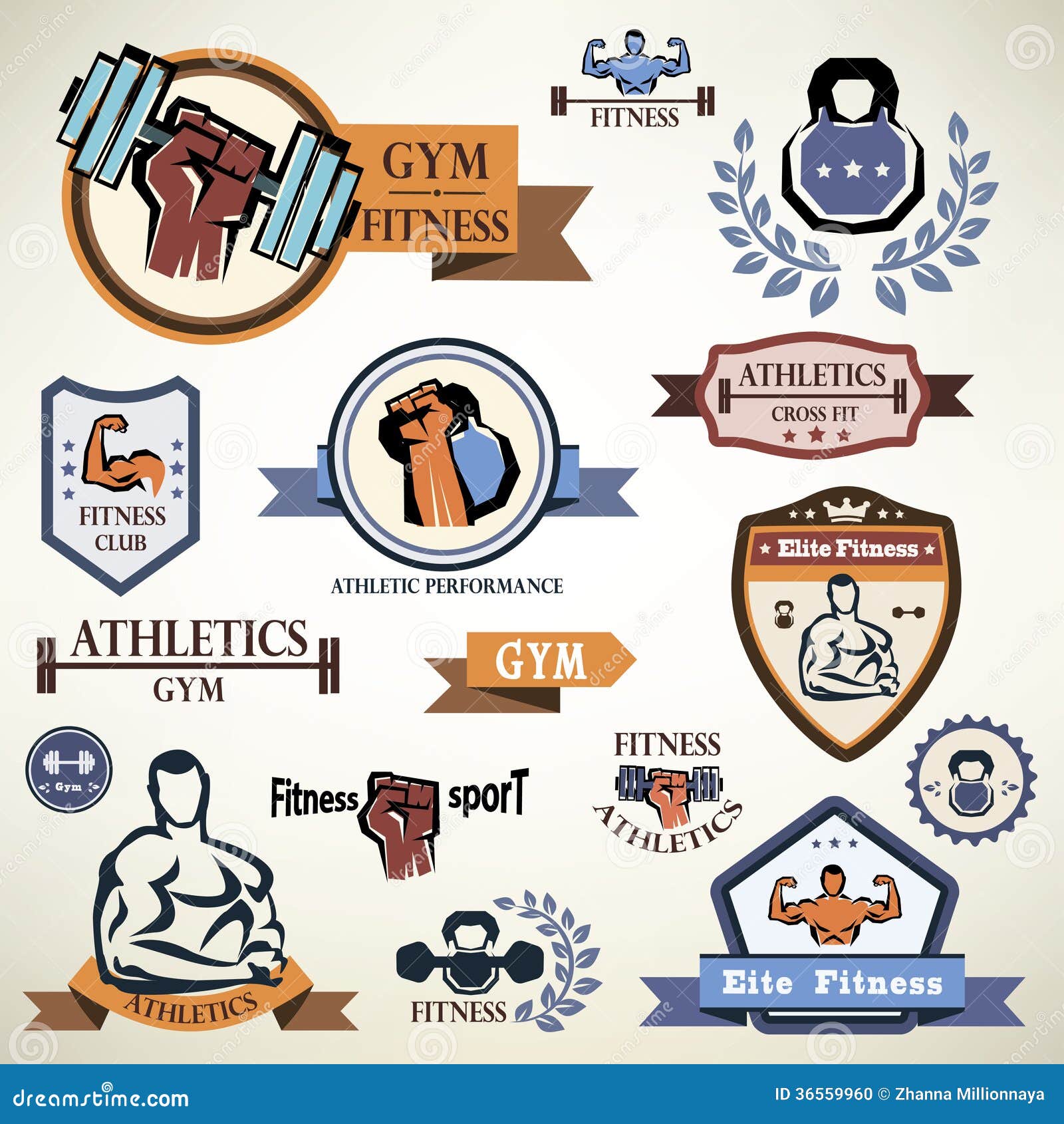 Gym, Fitness Emblems Collection Stock Vector - Illustration of fitness ...