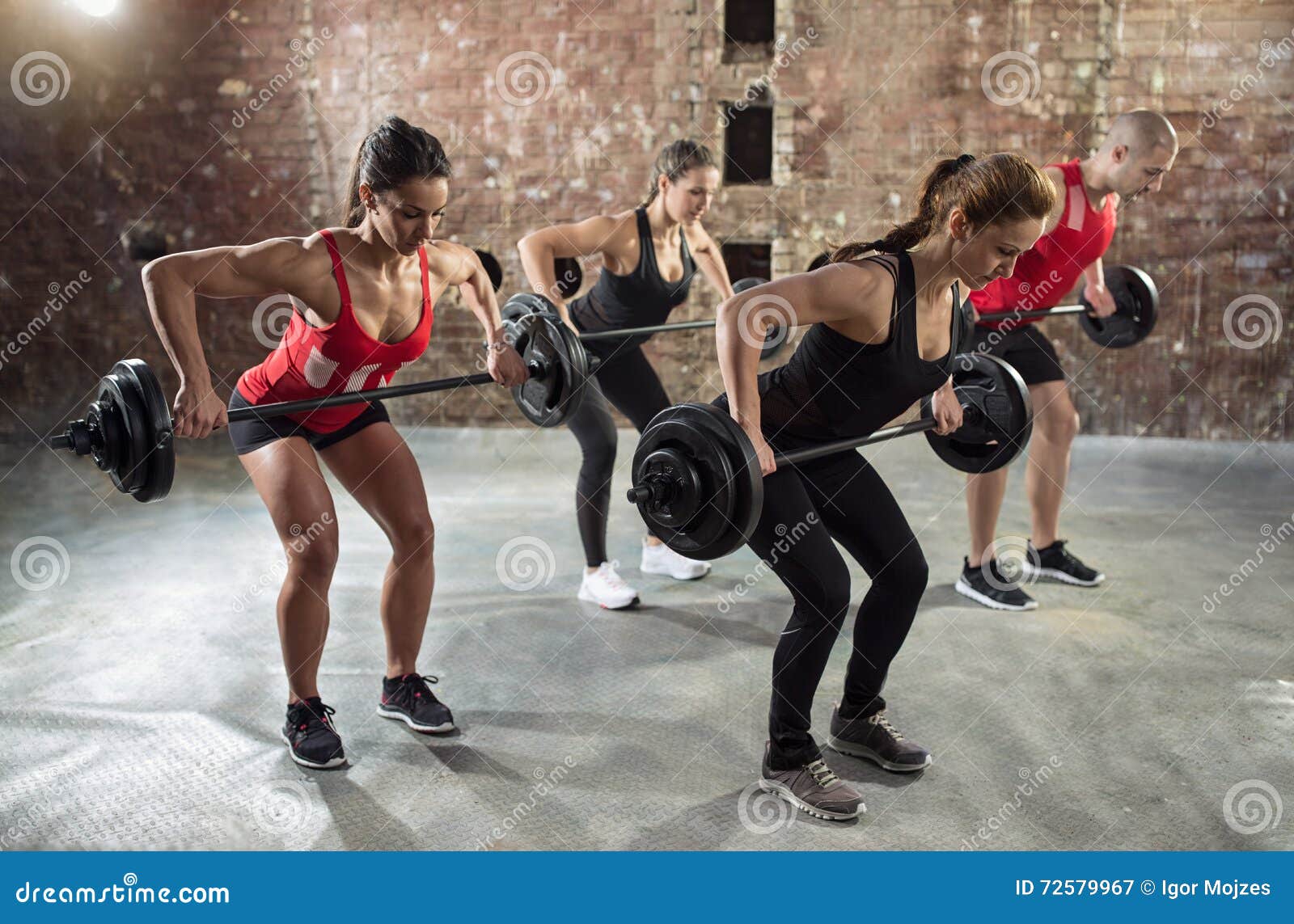 Gym Group with Weight Lifting Workout Stock Image - Image of lifting ...
