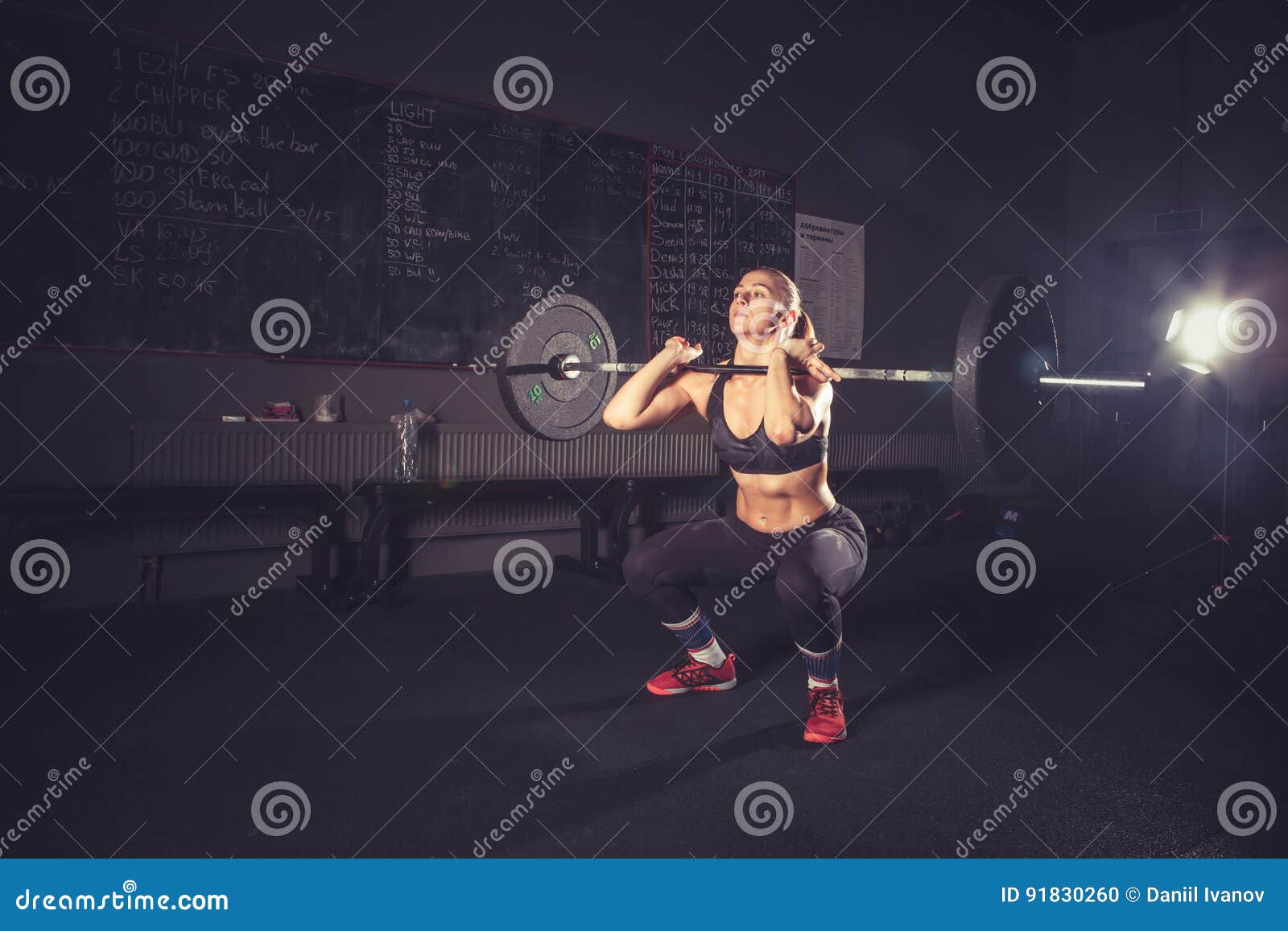 Gym hard training woman stock photo. Image of bodybuilding - 91830260
