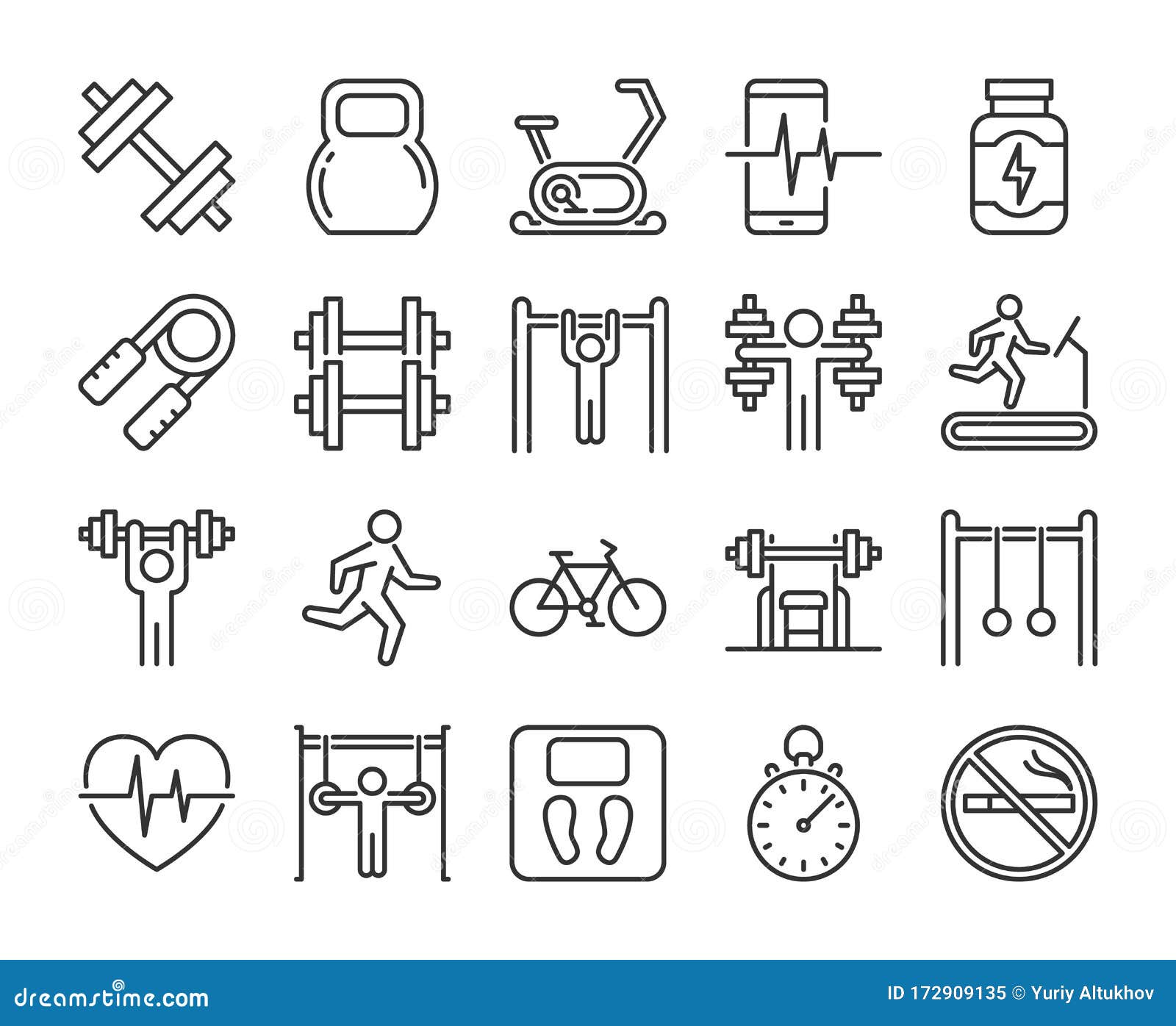 Gym Icons. Fitness and Gym Line Icon Set. Vector Illustration. Editable ... Gym Icons. Fitness and Gym Line Icon Set. Vector Illustration. Editable ...