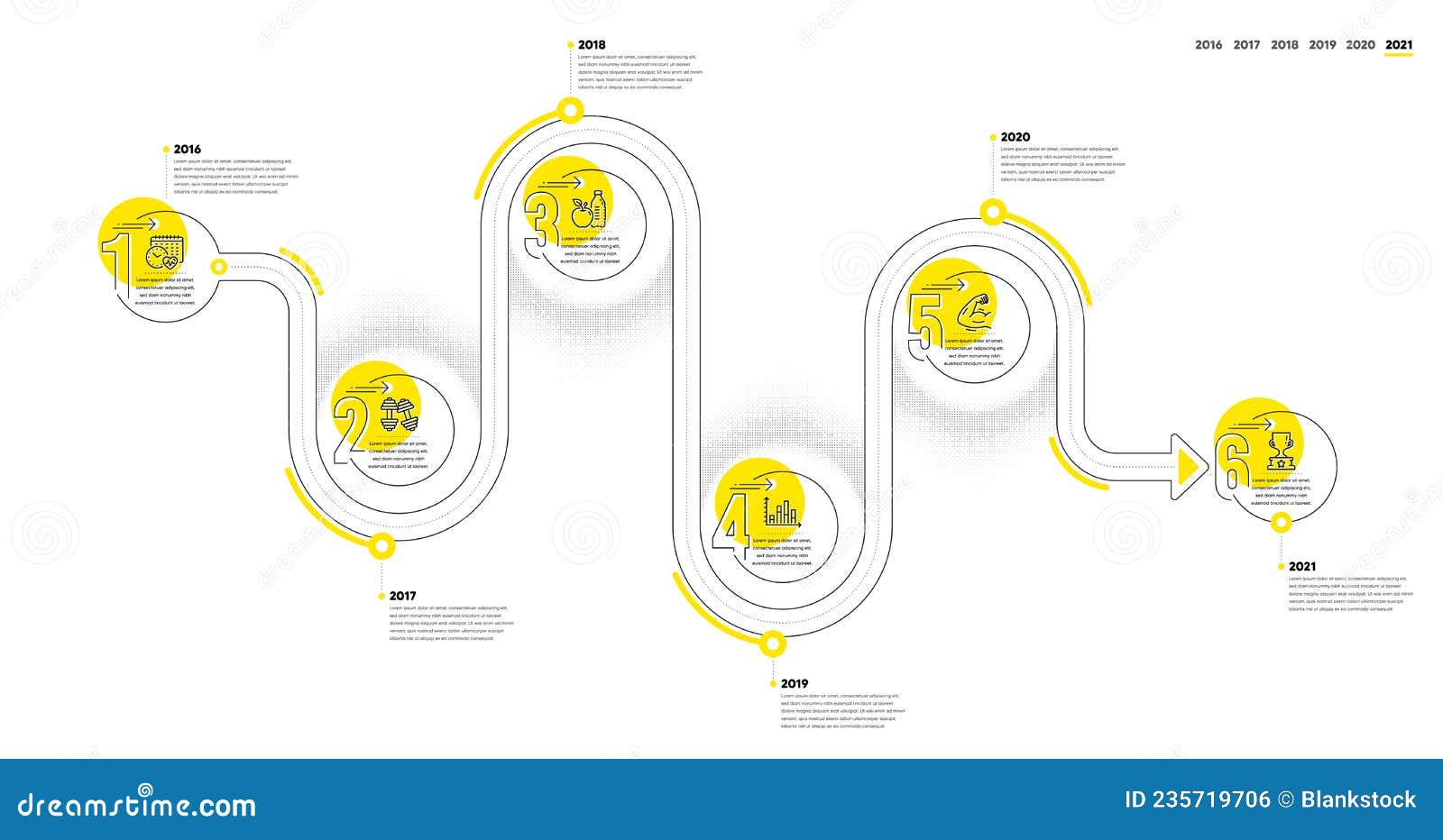 Gym Infographic 6 Steps Timeline. Sport Process with Exercise Schedule ...