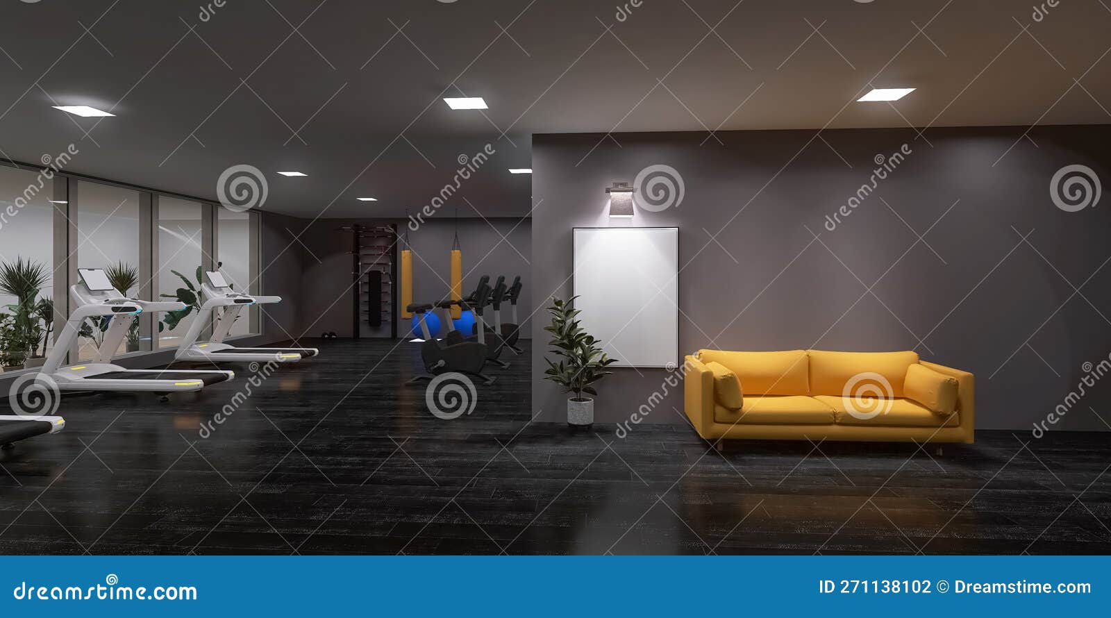 Gym Interior 3d Render, 3d Illustration Healthy Style Modern Stock ...