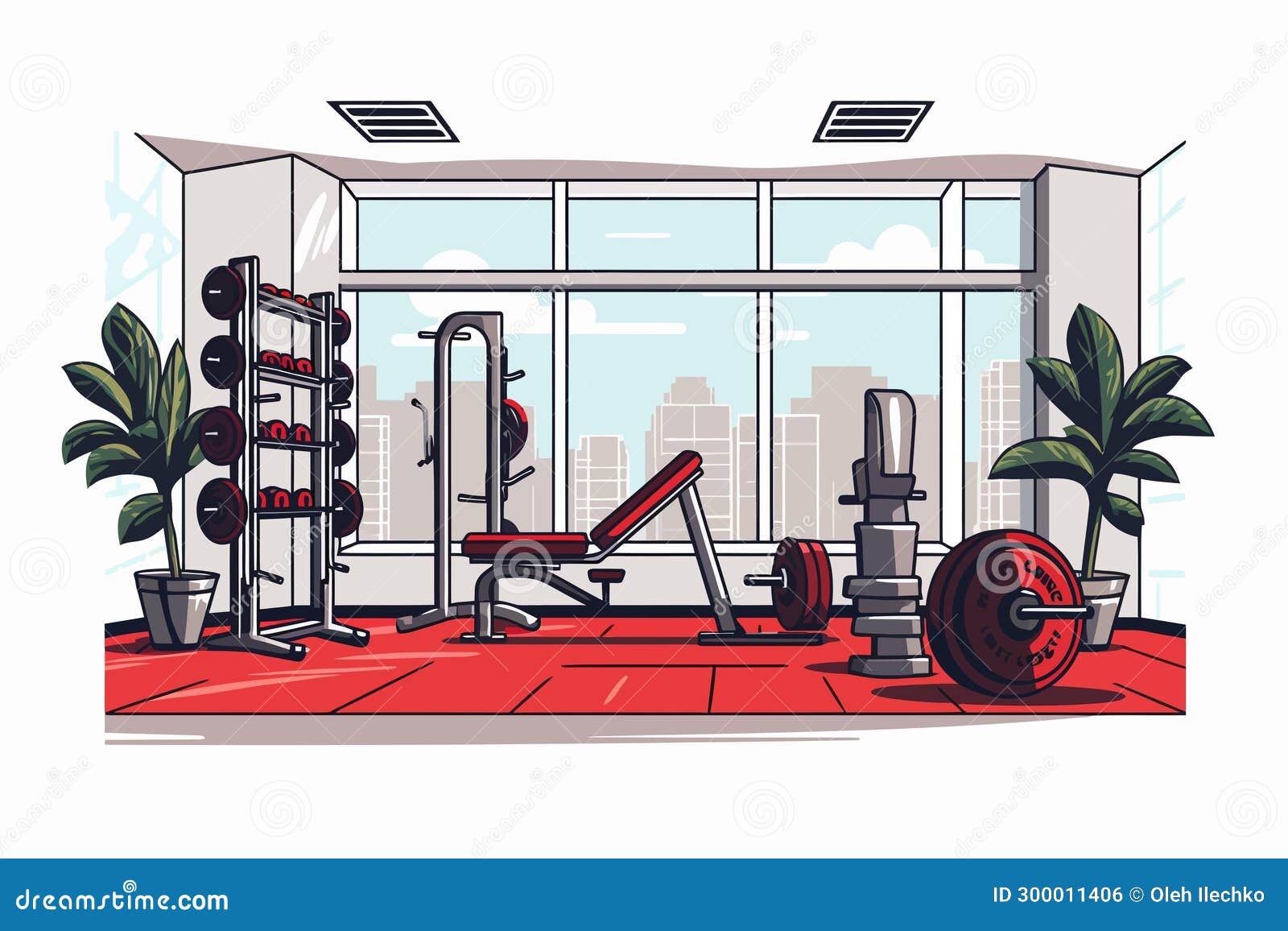 Gym Interior Isolated Vector Style Illustration Stock Vector ...