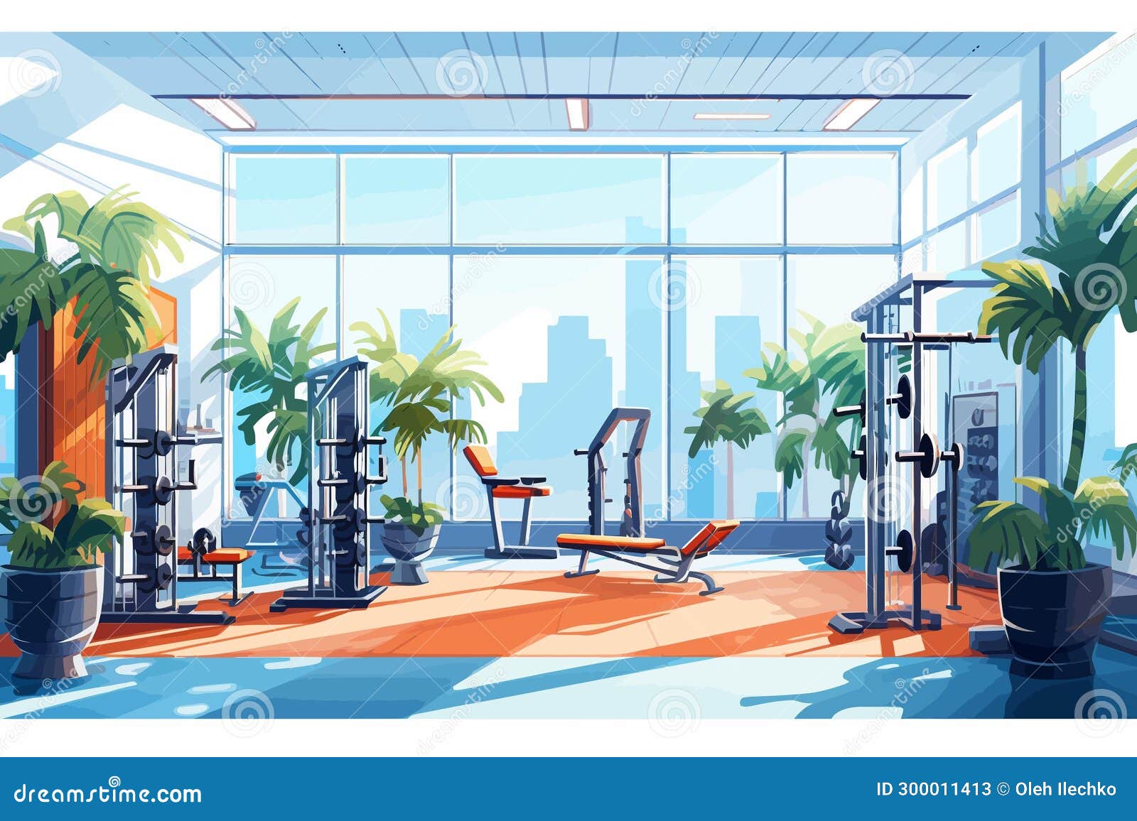 Gym Interior Isolated Vector Style Illustration Stock Vector ...