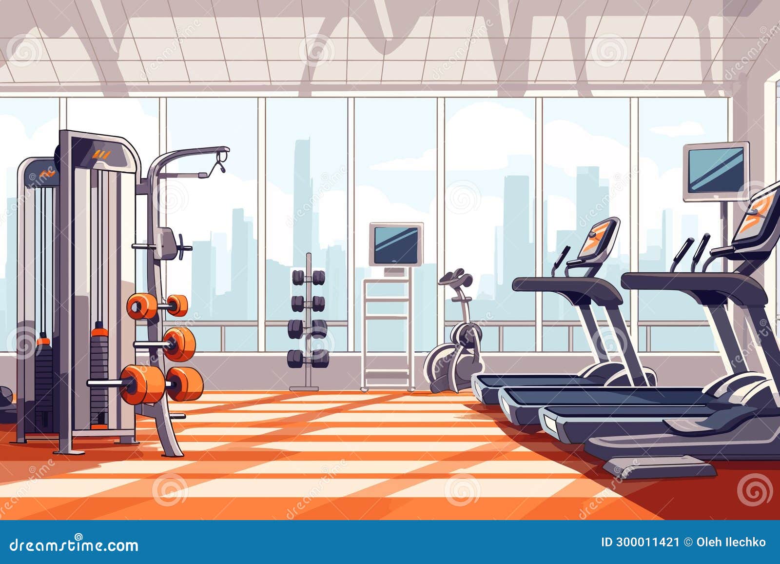 Gym Interior Isolated Vector Style Illustration Stock Vector ...