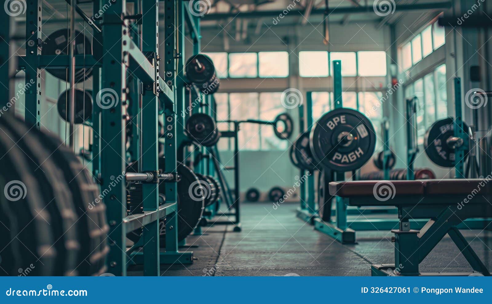 Gym Interior with Weight Racks and Benches Stock Illustration ...