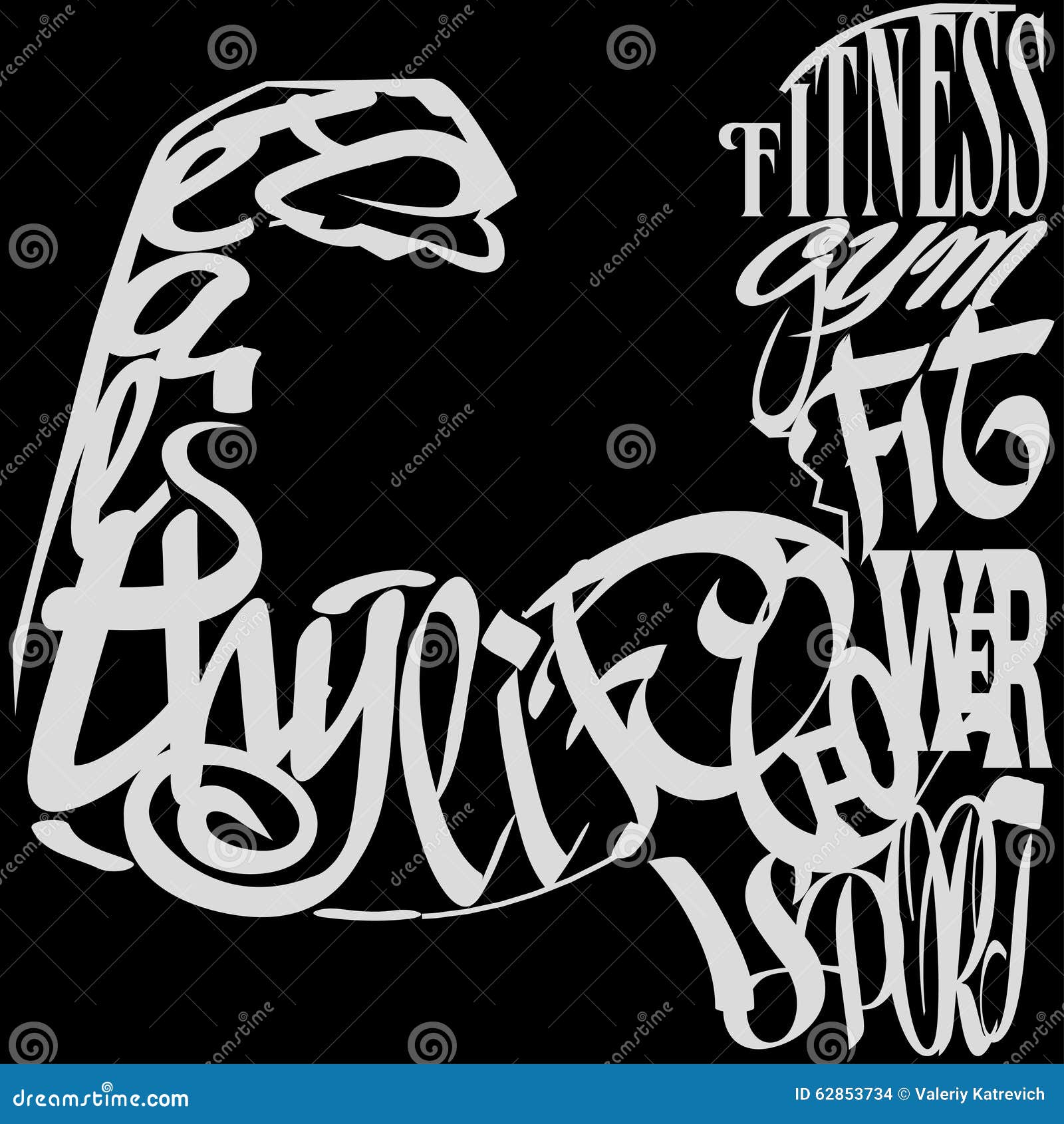 Gym Lettering Design Over Black Background Vector Stock Vector ...