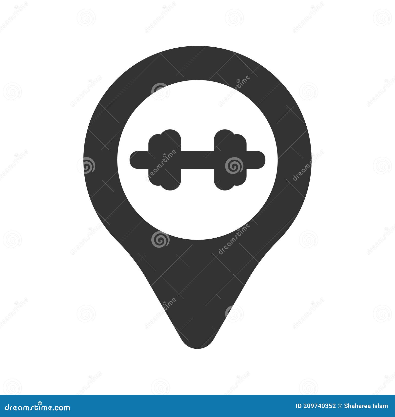 Gym location icon stock vector. Illustration of pointer - 209740352