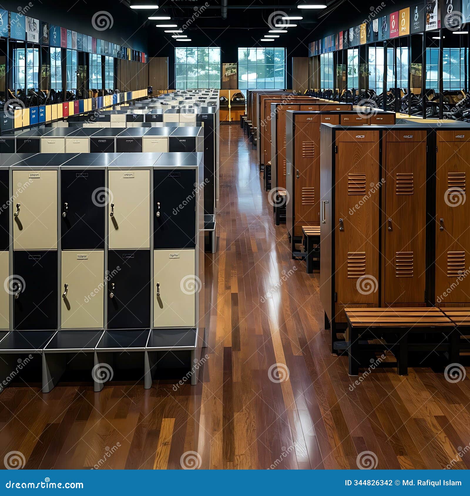 Gym locker in a floor room stock photo. Image of arrangement - 344826342