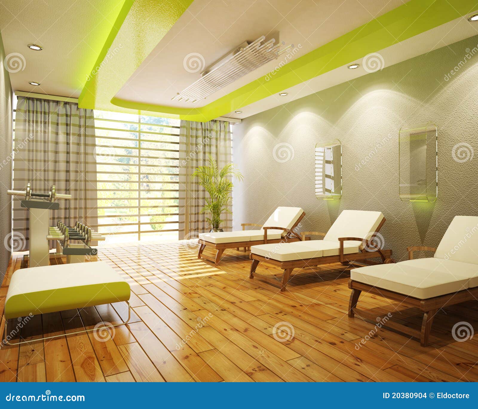 Gym Lounge Interior stock illustration. Illustration of aerobics - 20380904