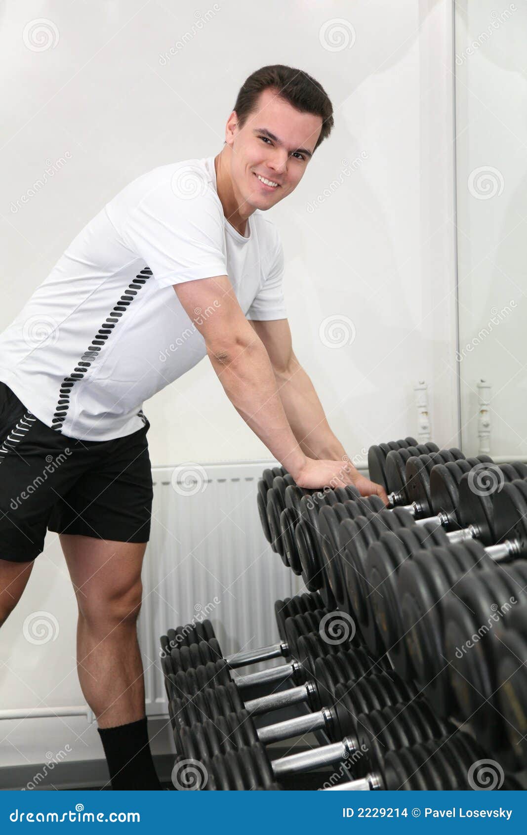 Gym man with dumbbell stock photo. Image of dumbell, iron - 2229214