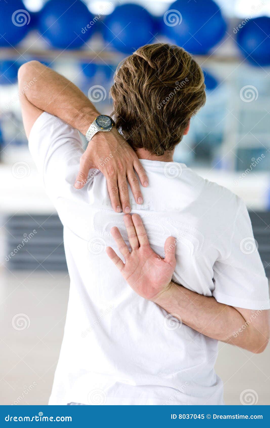 Gym man stretching stock image. Image of exercising, exercise - 8037045