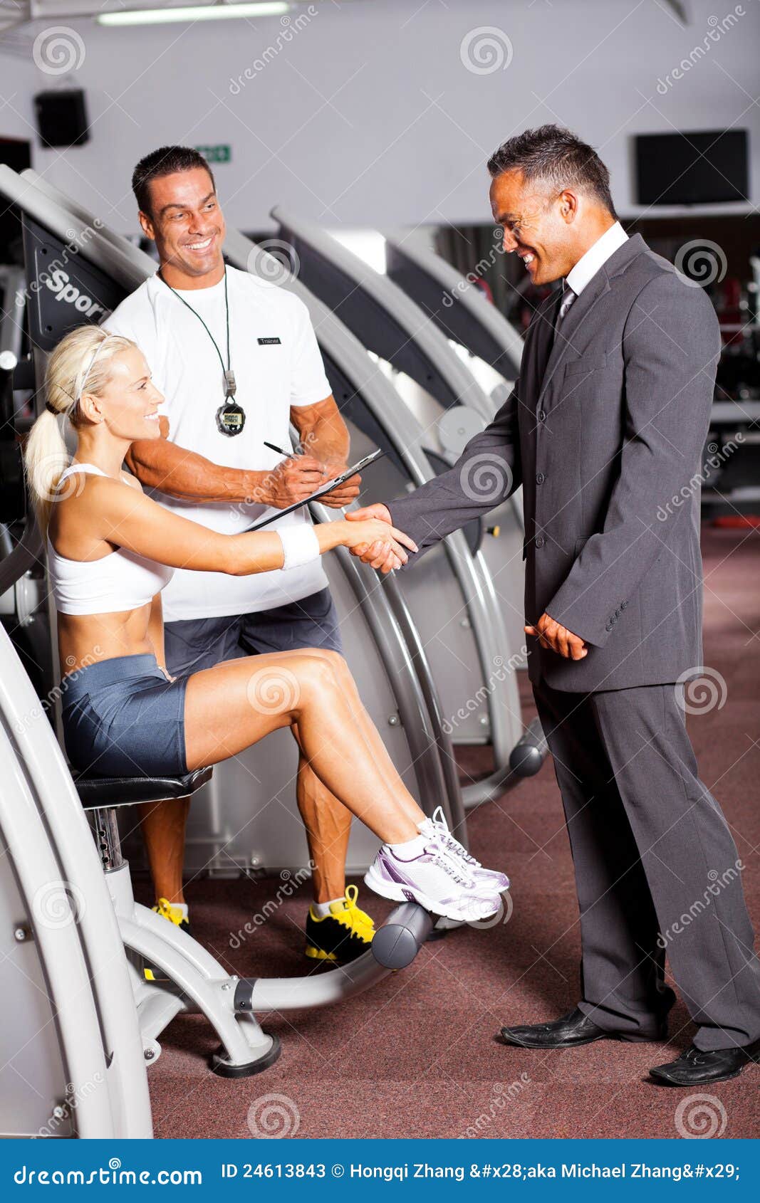 Gym Manager Greeting Customer Stock Image - Image of healthy, lady ...