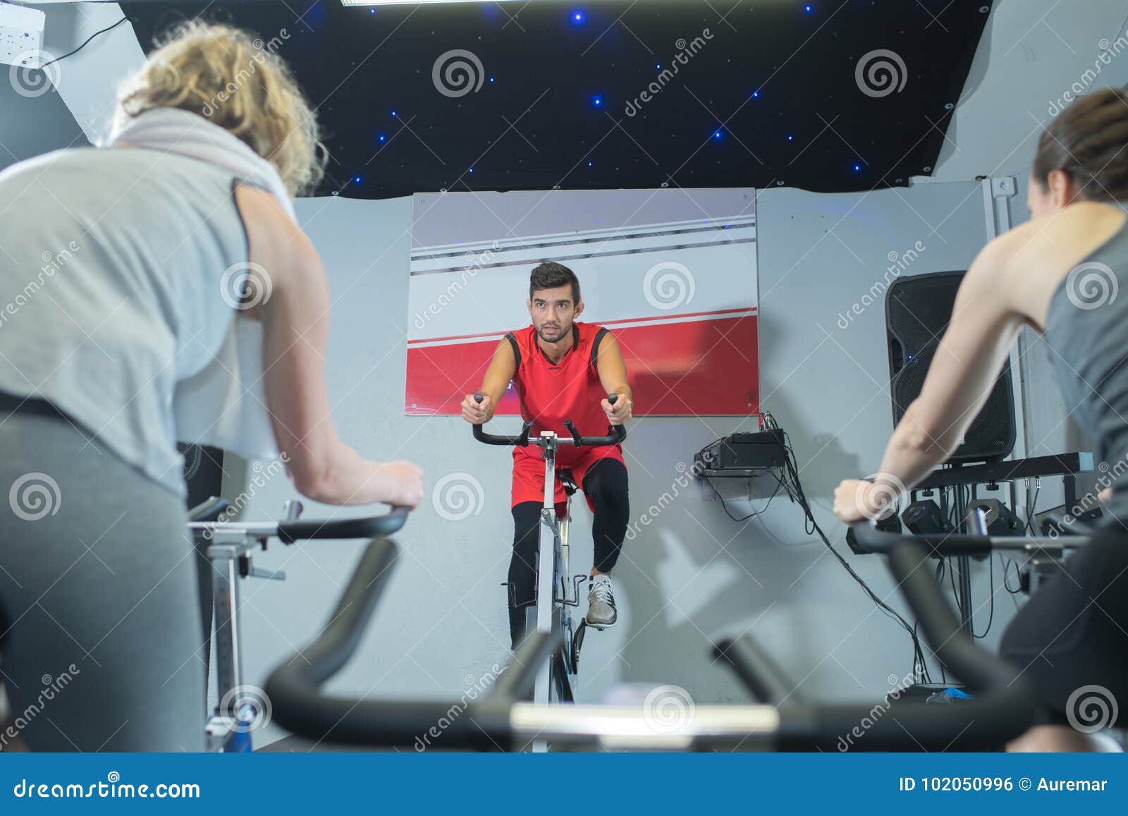 Gym Members Participating in Spinning Class Stock Photo - Image of ...