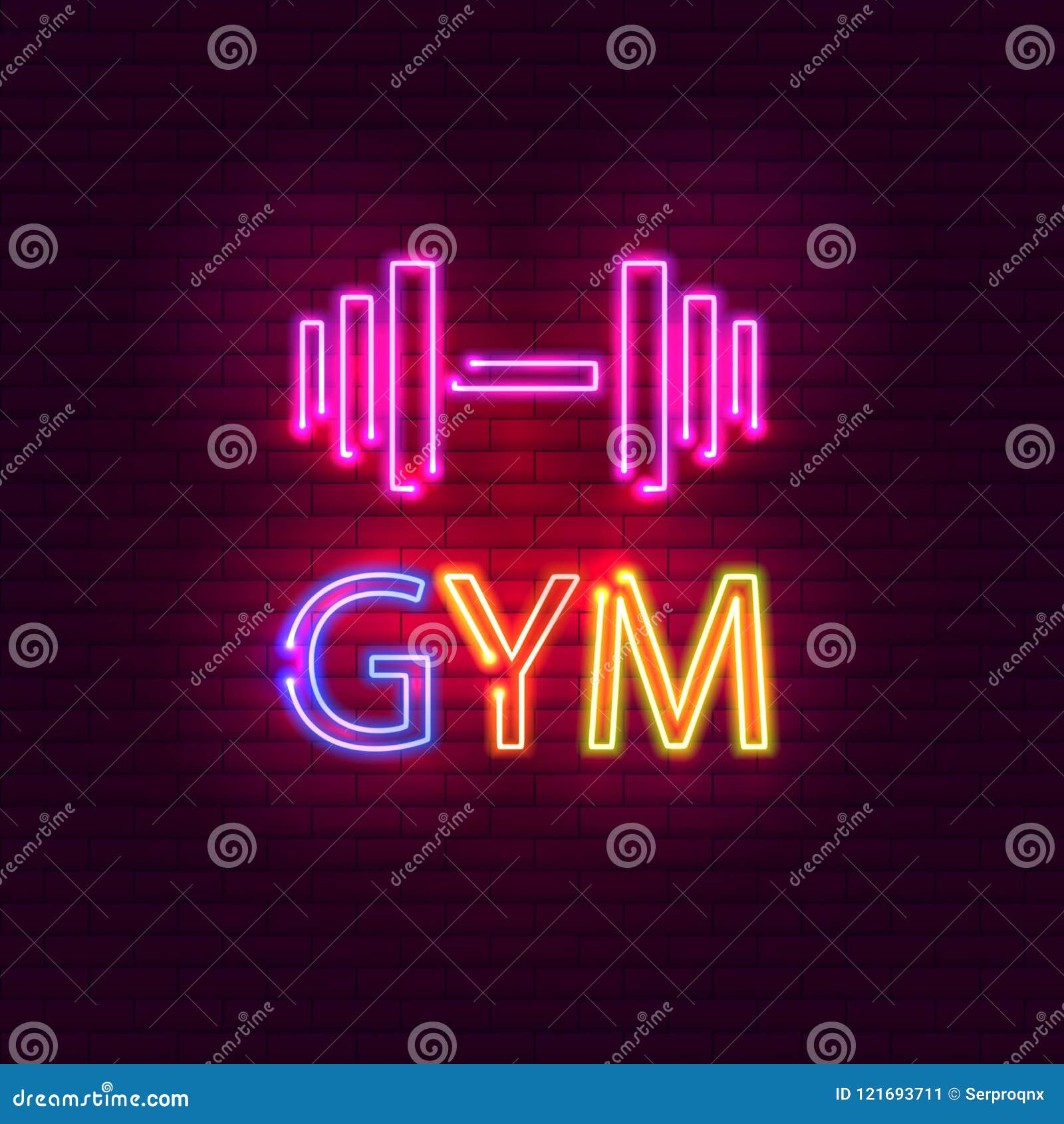 GYM Neon Light Glowing Bright Singboard Stock Vector - Illustration of ...