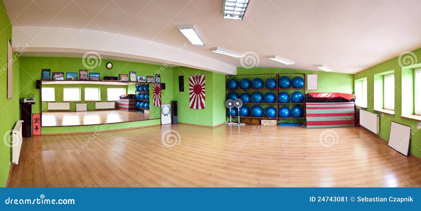 Gym panorama stock image. Image of fitness, balls, studio - 24743081