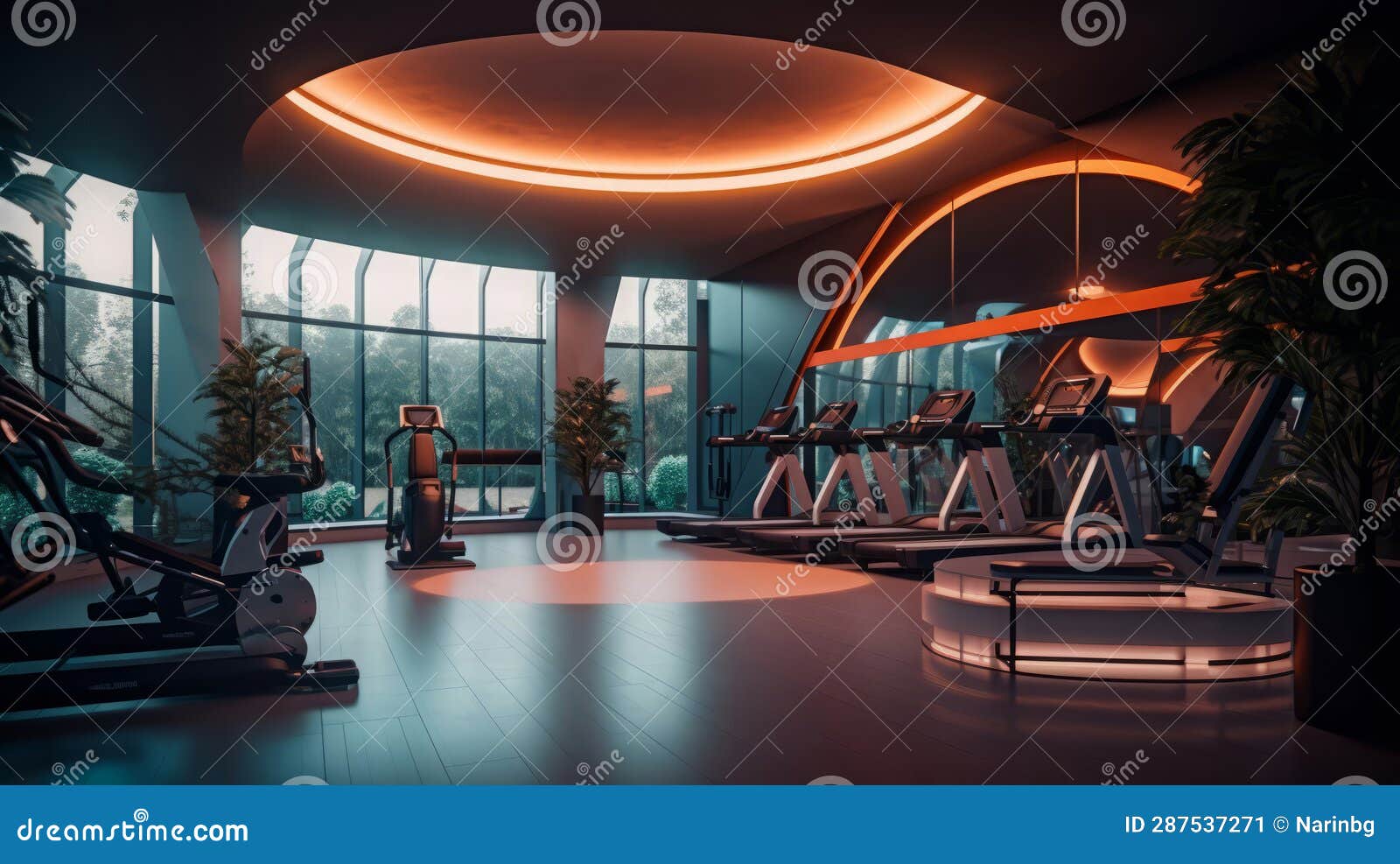 Gym Room of a Beautiful Futuristic Design. AI Generated Stock ...