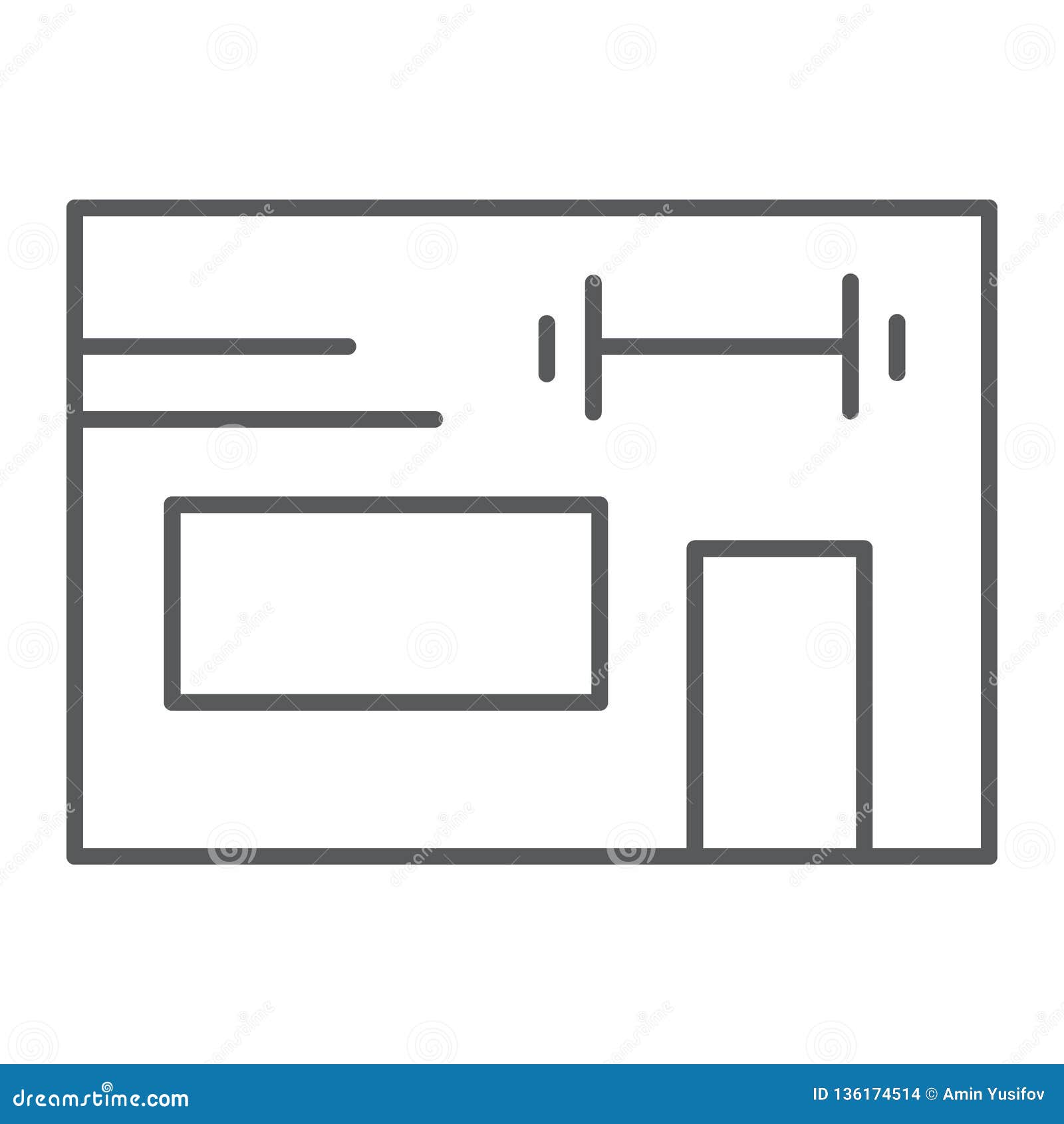 Gym Thin Line Icon, Athletic And Sport, Building Sign, Vector Graphics ...