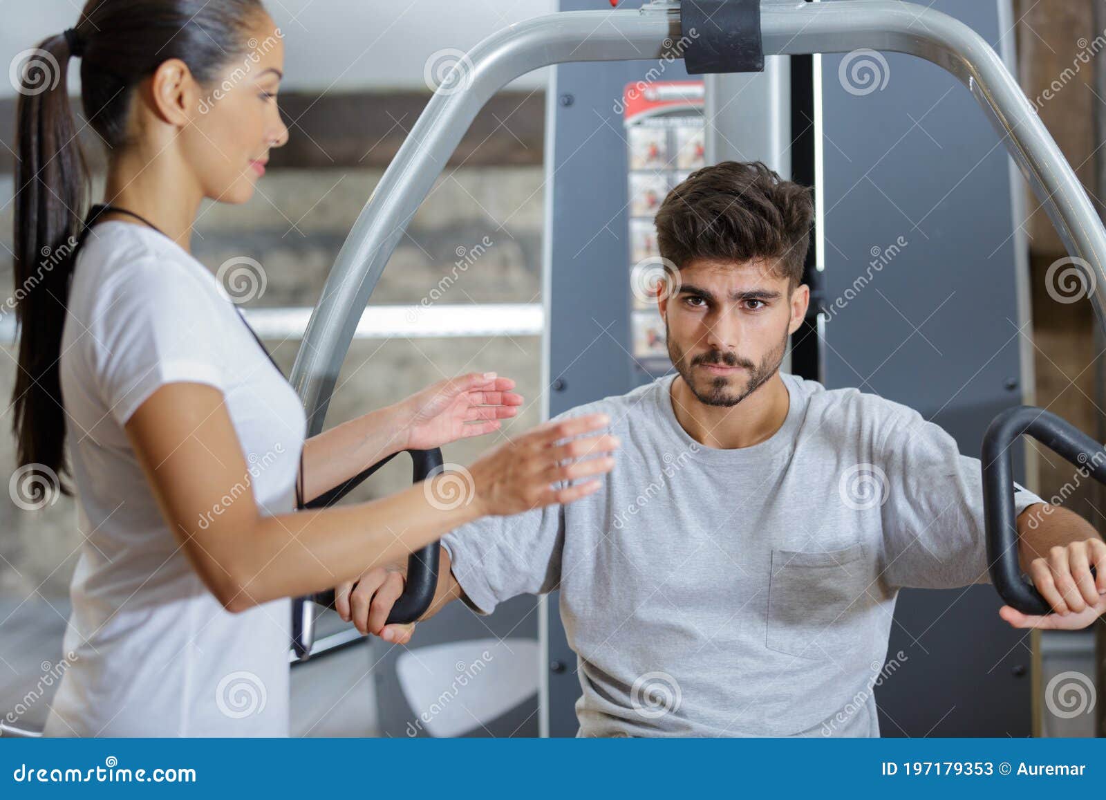 Gym Trainer Observing Client Stock Image - Image of exercises, exercise ...