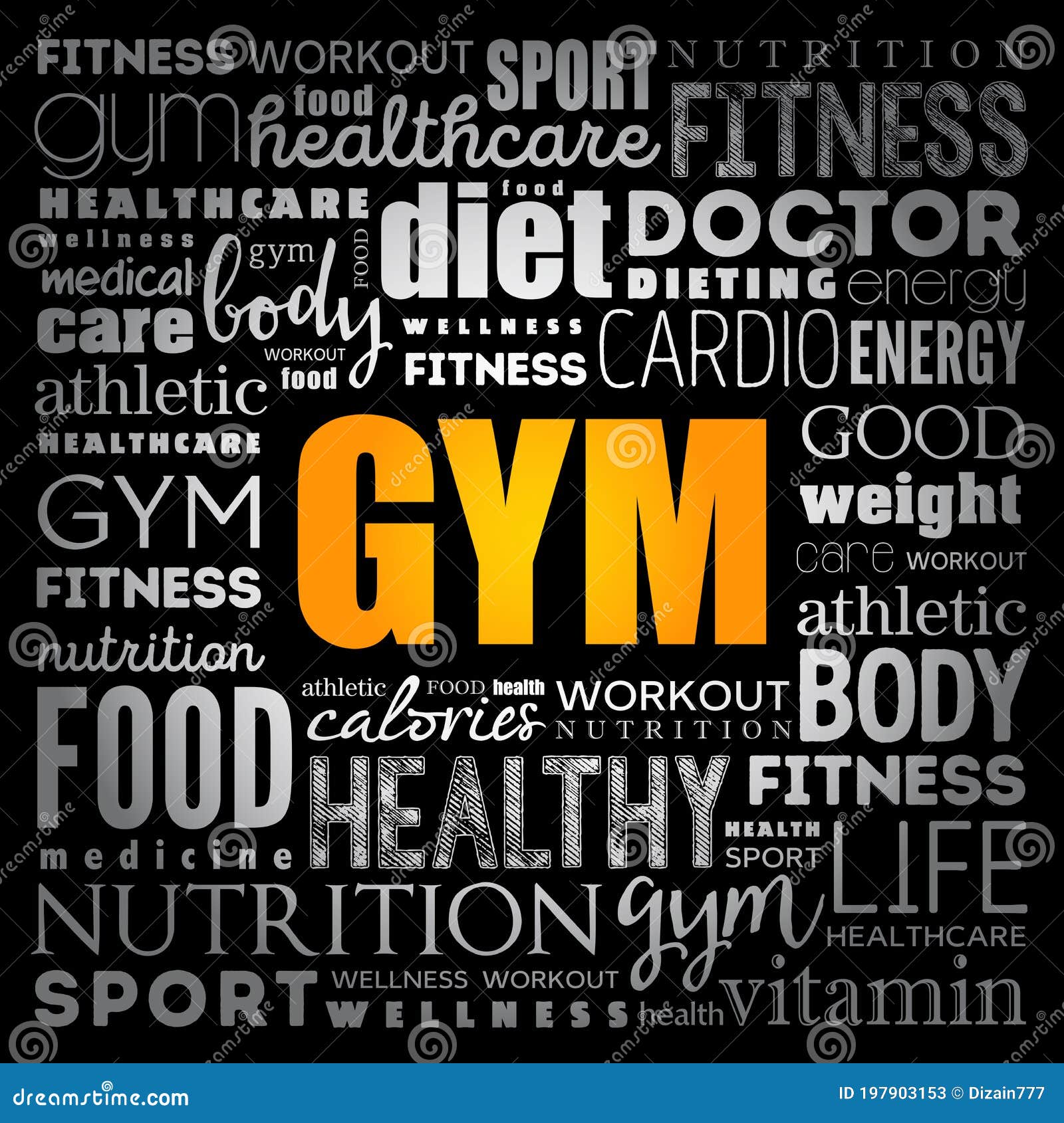 Gym Word Cloud Collage Background Stock Illustration Illustration Of