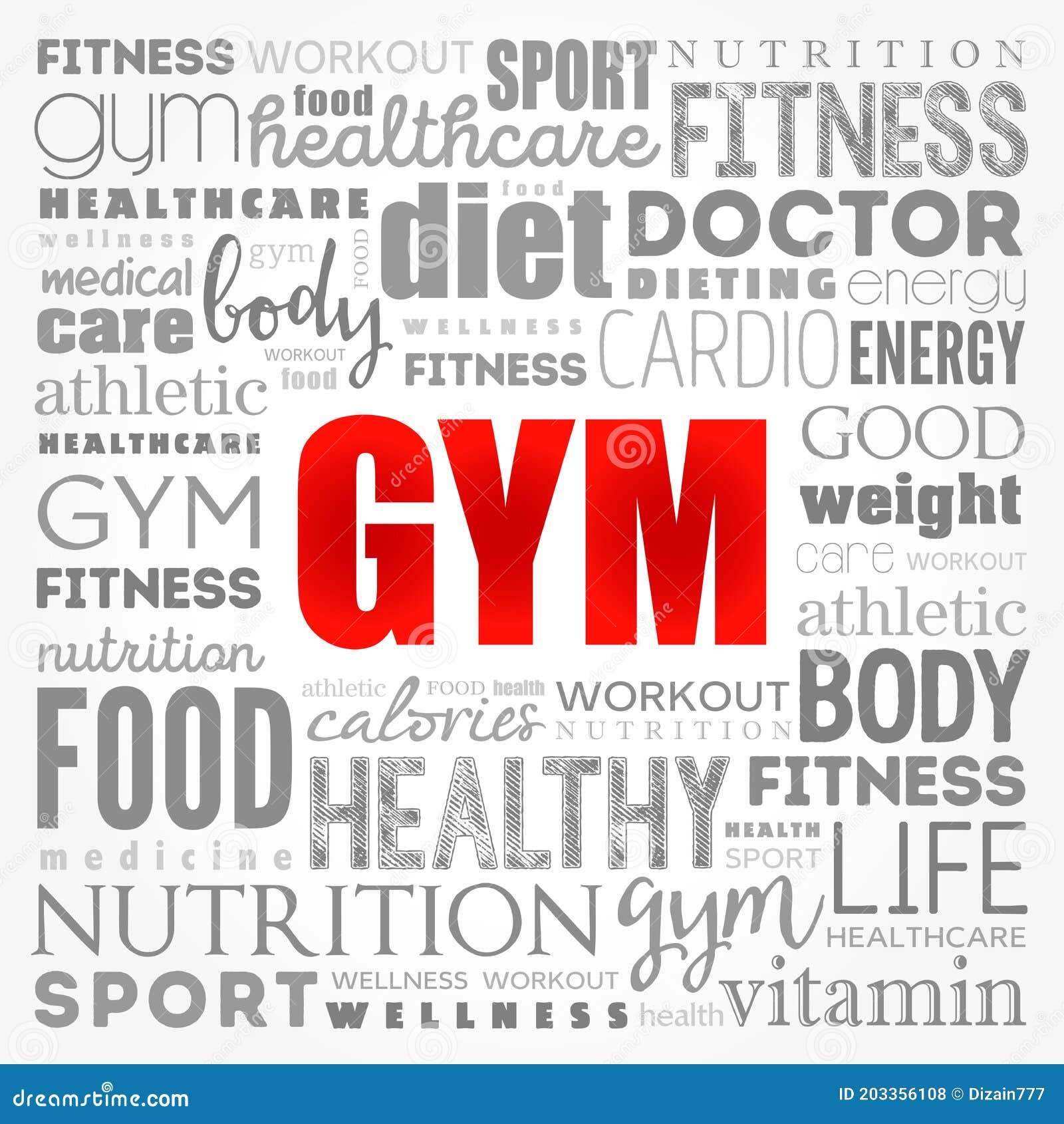 GYM Word Cloud Collage Background Stock Illustration - Illustration of ...