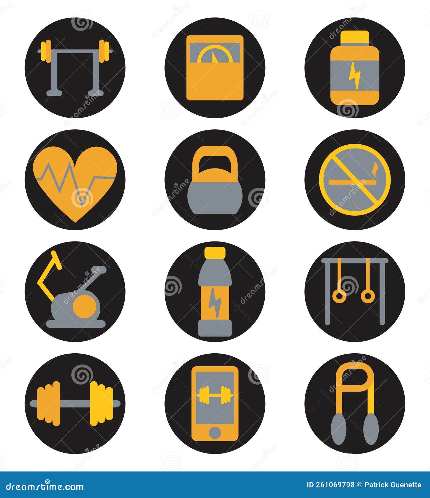 Gym workout, icon stock vector. Illustration of strong - 261069798