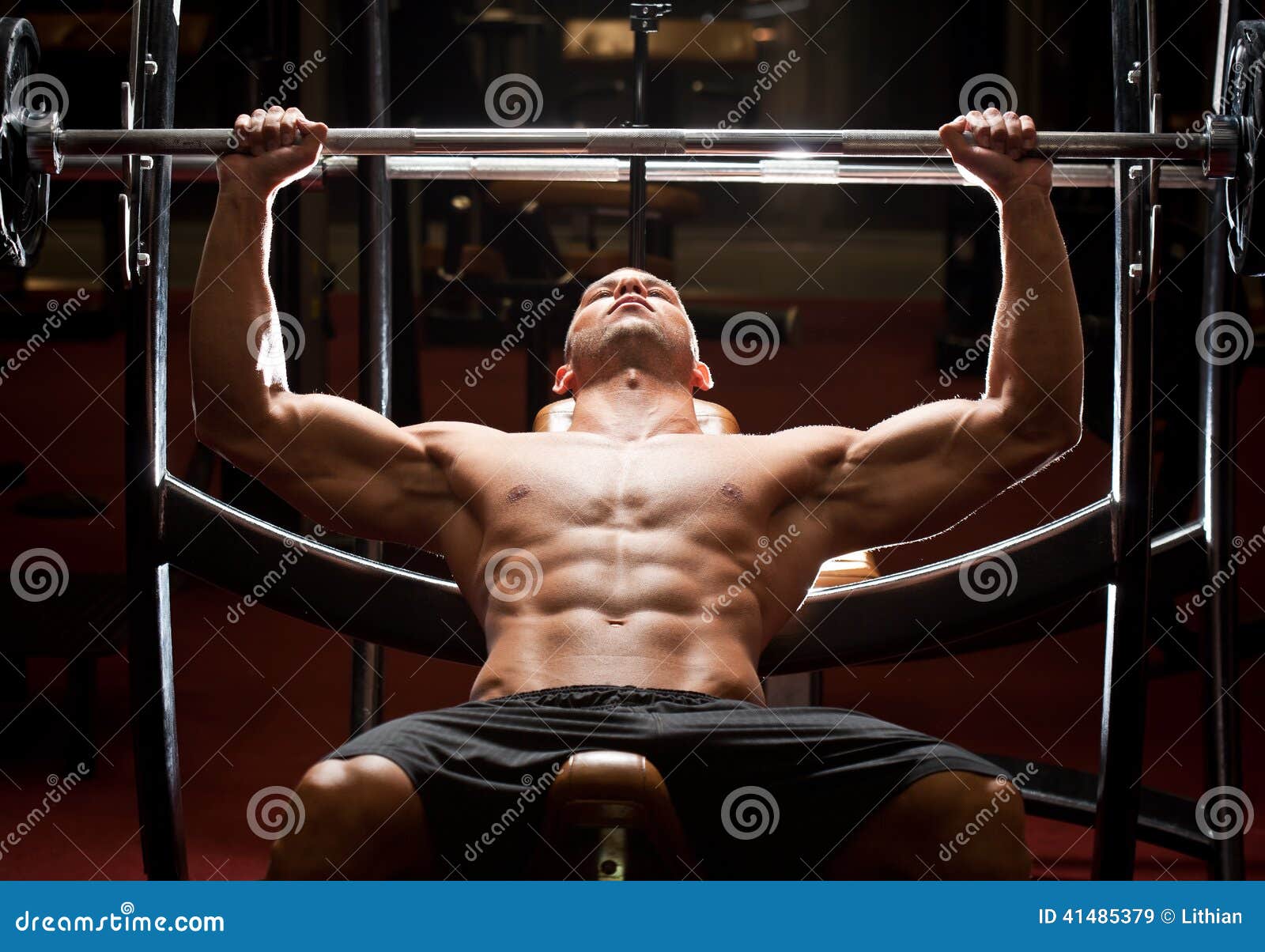 Gym workout. stock image. Image of chest, muscular, press - 41485379