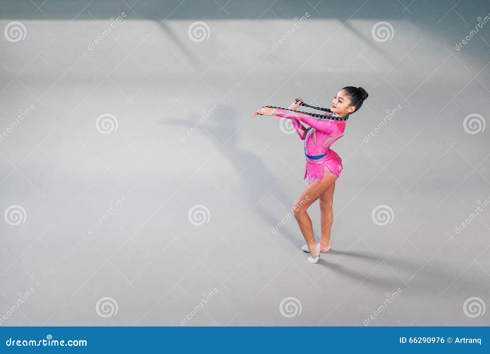Gymnast in a Beautiful Dress Dancing with Rope Stock Photo - Image of ...