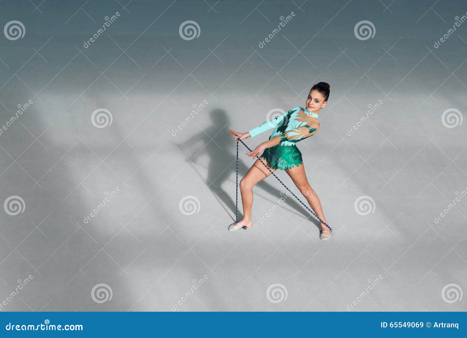 Gymnast in Costume Performs Exercises with Rope Stock Image - Image of ...
