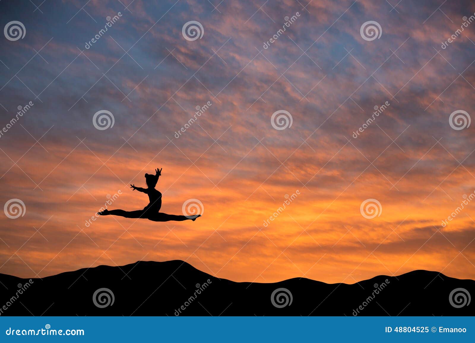 Quotsilhouetted Gymnast Doing The Splits Jump In Sunset Gymnast